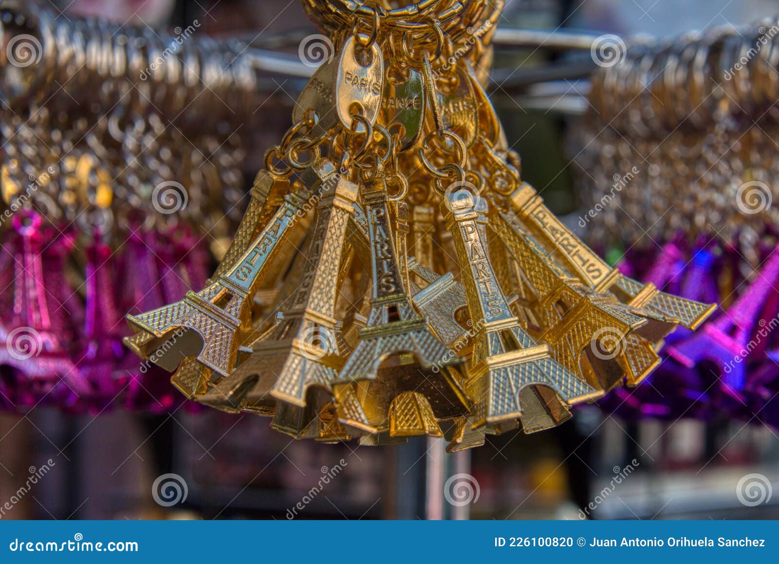 Souvenir Keychains of Paris with the Eiffel Tower Stock Photo - Image ...
