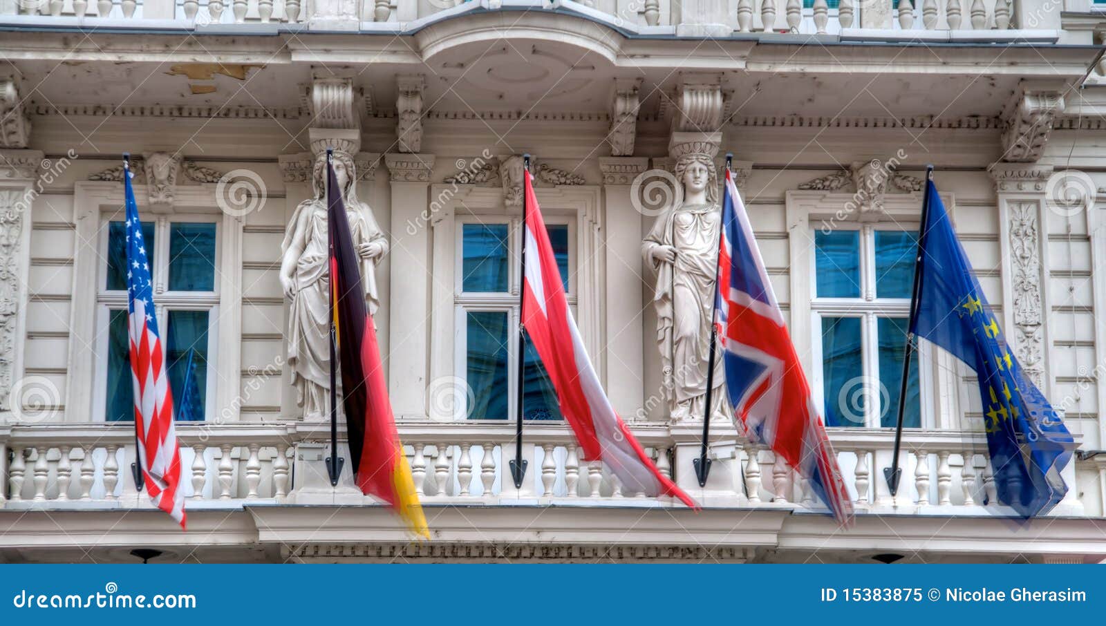 Sovereign Flags on Old Building Stock Image - Image of states, outdoors ...