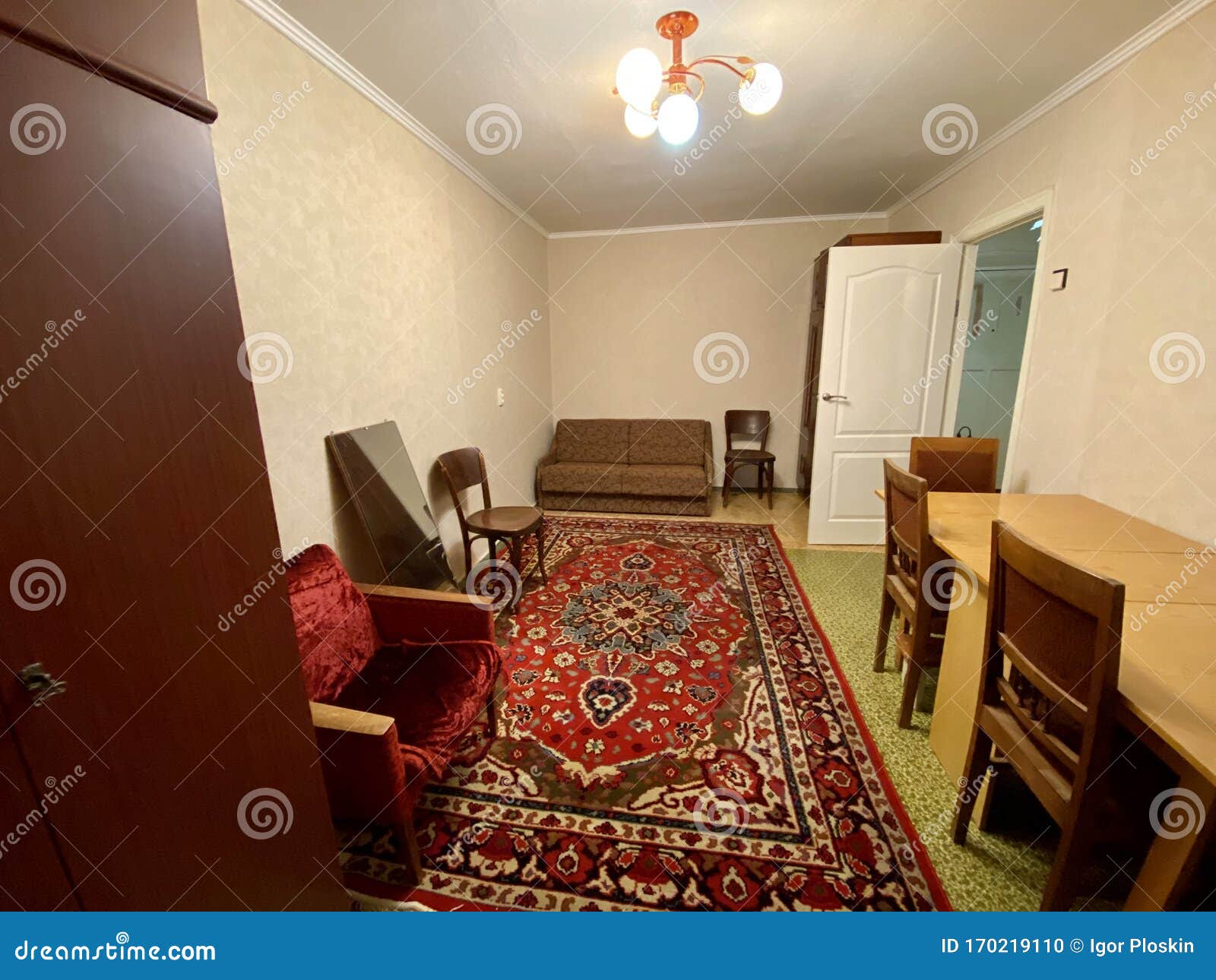 Soviet Apartment with Carpet and Sofa Stock Photo - Image of party ...
