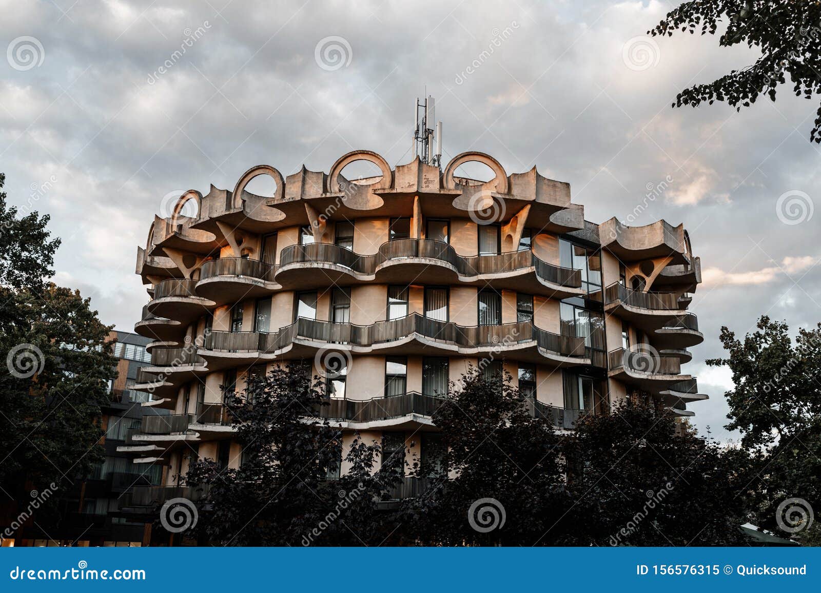 Soviet architecture hotel stock image. Image of forms - 156576315