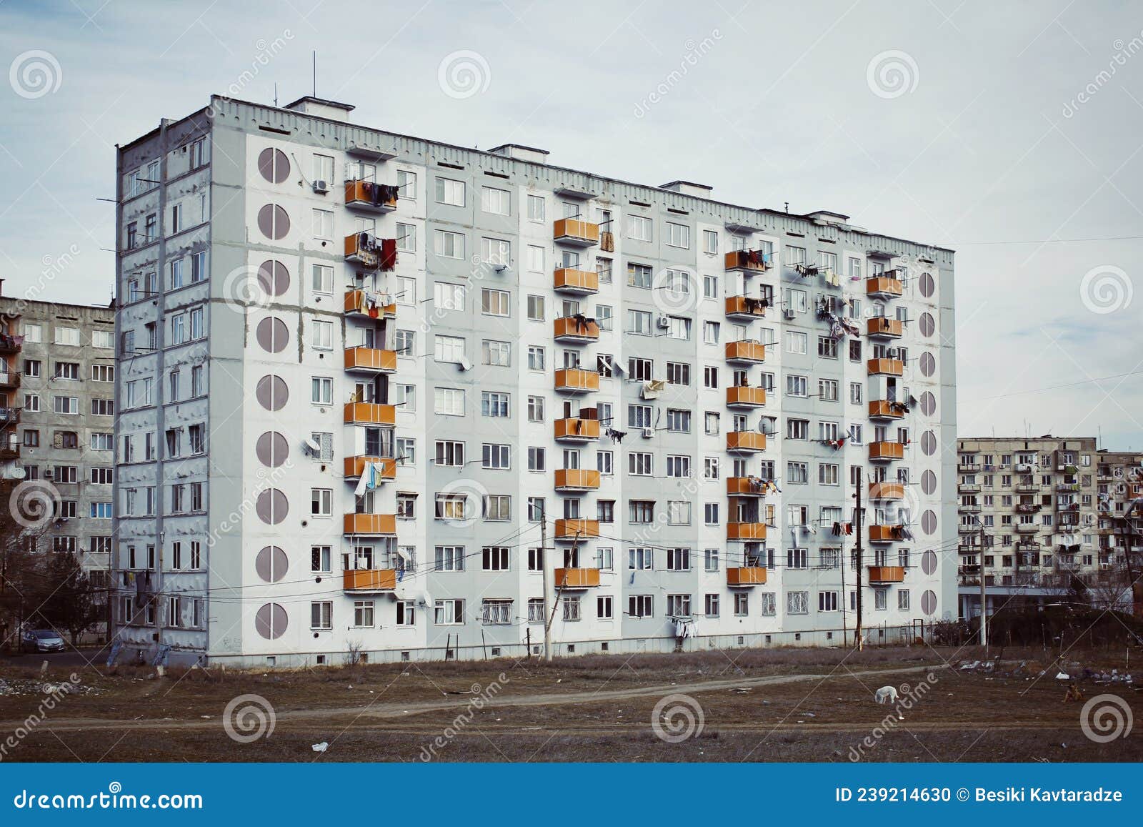 Soviet Blocks of Flats in a Deserted Area Stock Photo - Image of ...