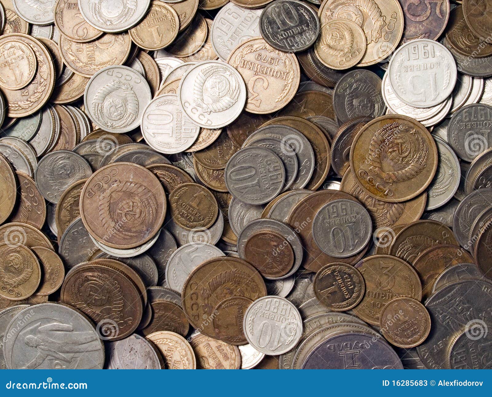 Soviet coins. stock image. Image of stack, heap, fill - 16285683
