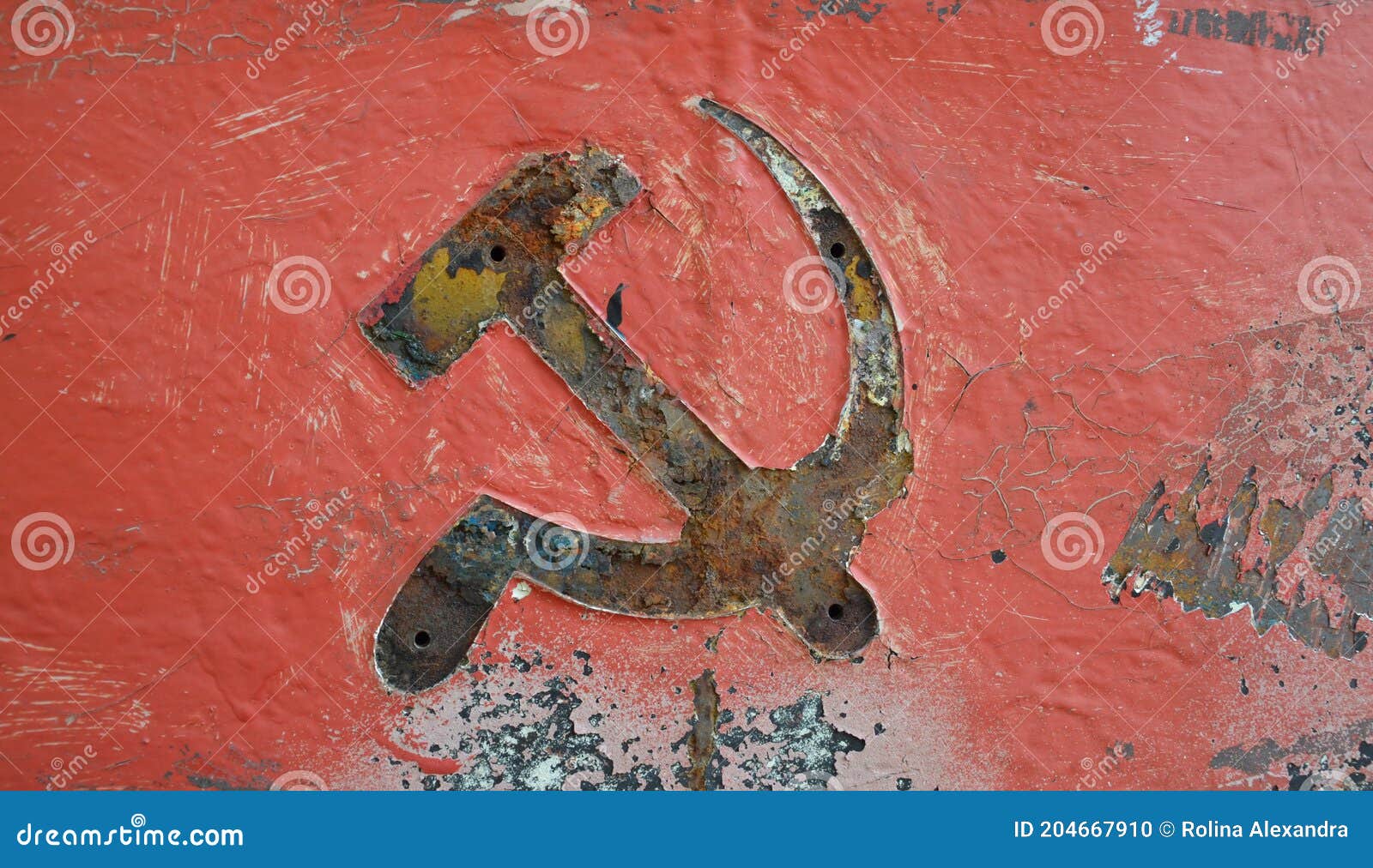 Soviet Communist Hammer and Sickle Rusted Red and Black Stock Photo ...