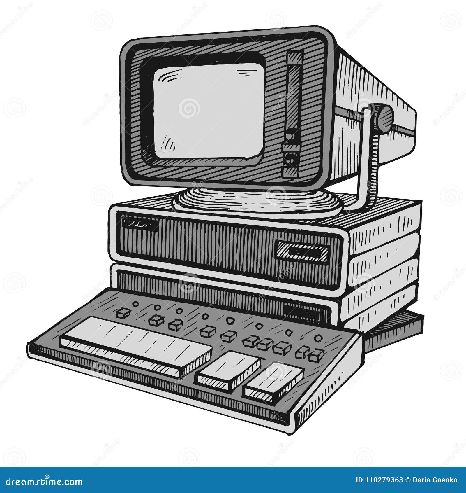 Old Computer, One of the Very First Stock Vector - Illustration of ...