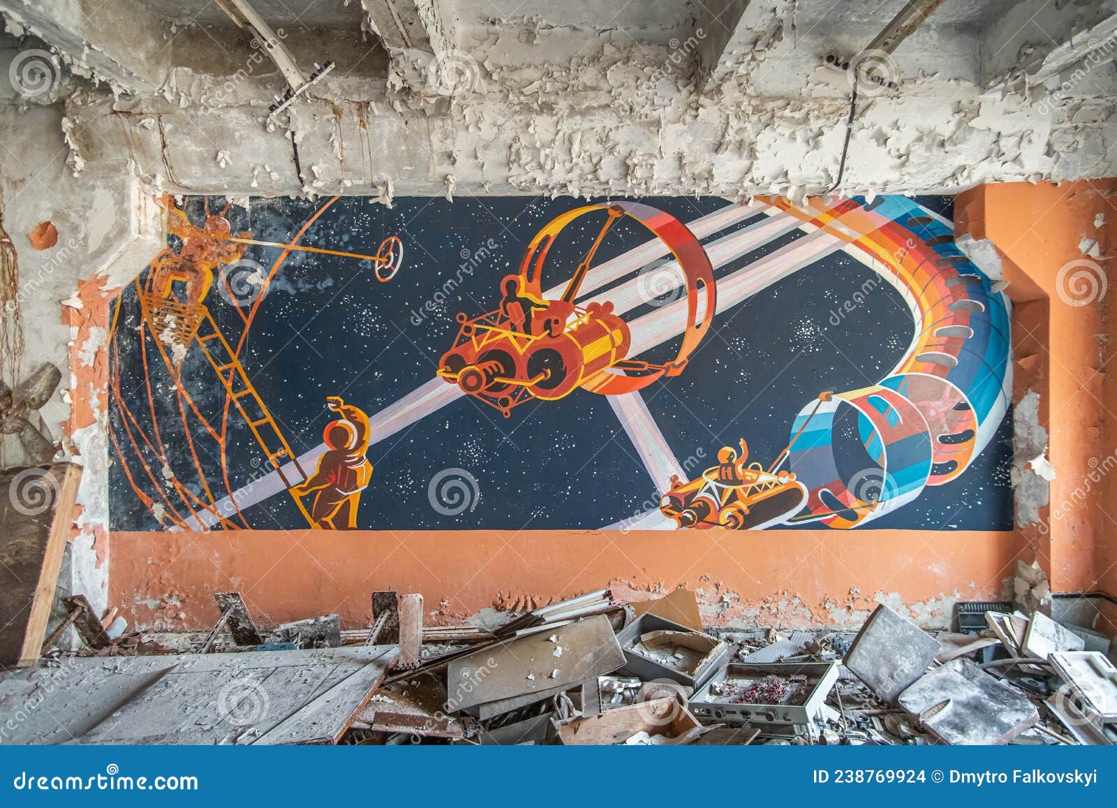 Drawing Of The Soviet Era On The Wall. Running Athletes. Permission To ...