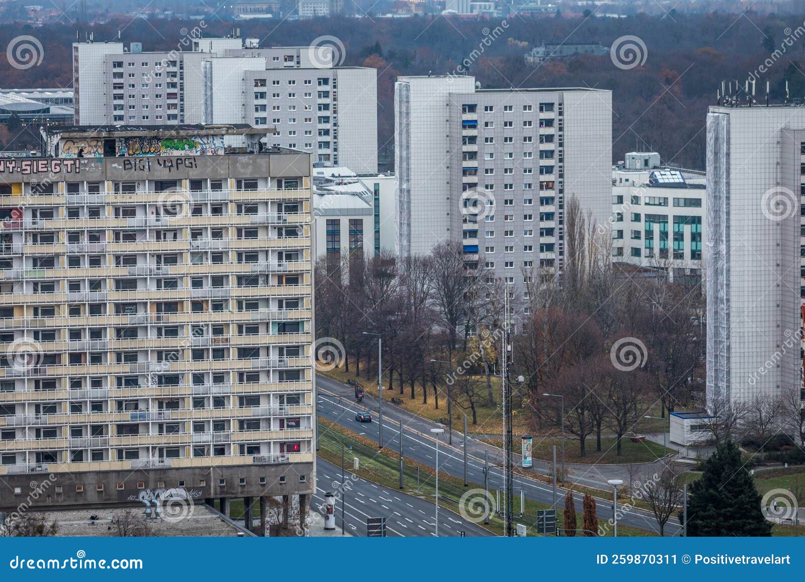 Soviet Era Communist Buildings Pattern from Above, Dresden, Germany ...