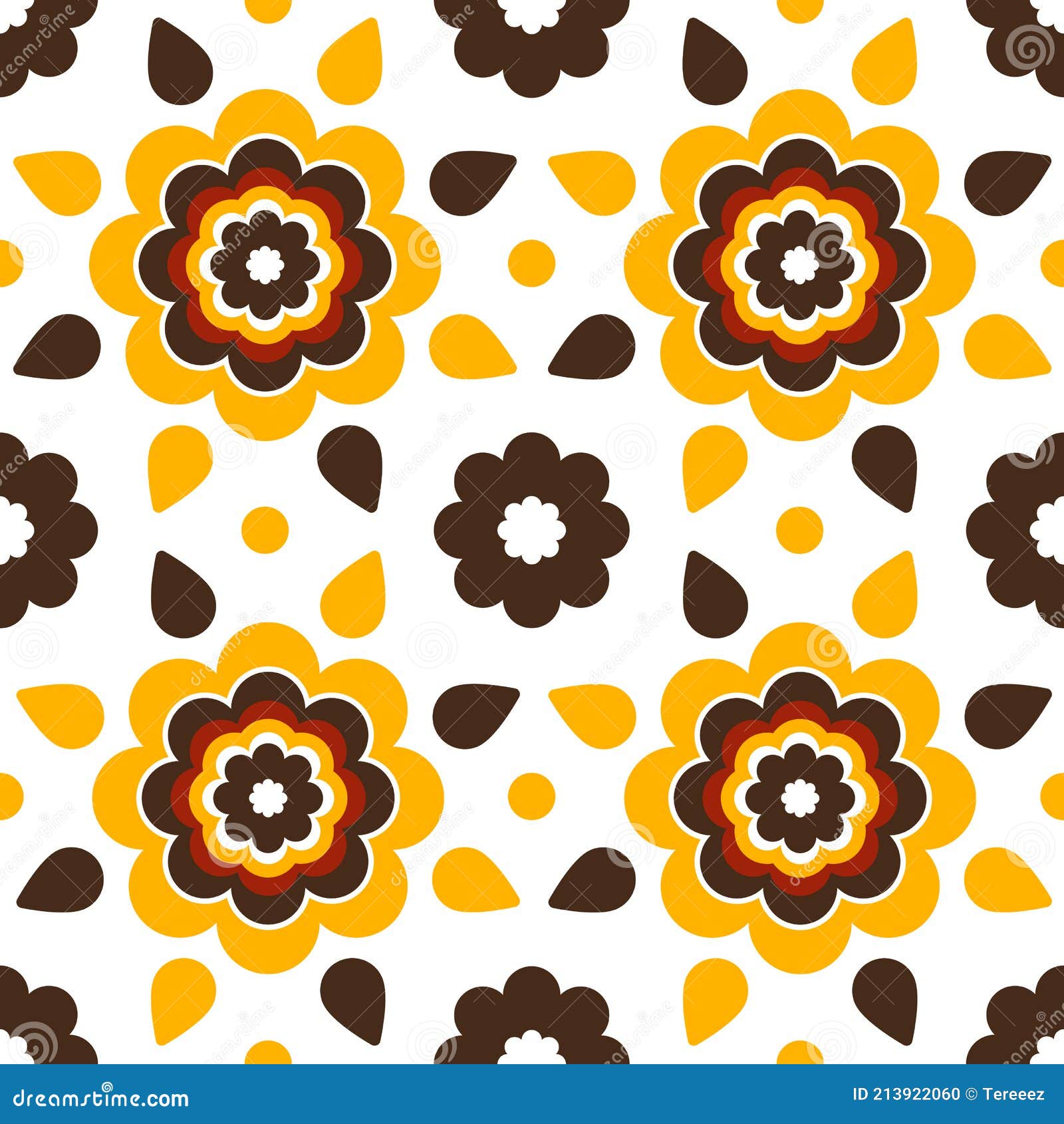 Czechoslovak Retro Floral Seamless Pattern Stock Vector - Illustration ...