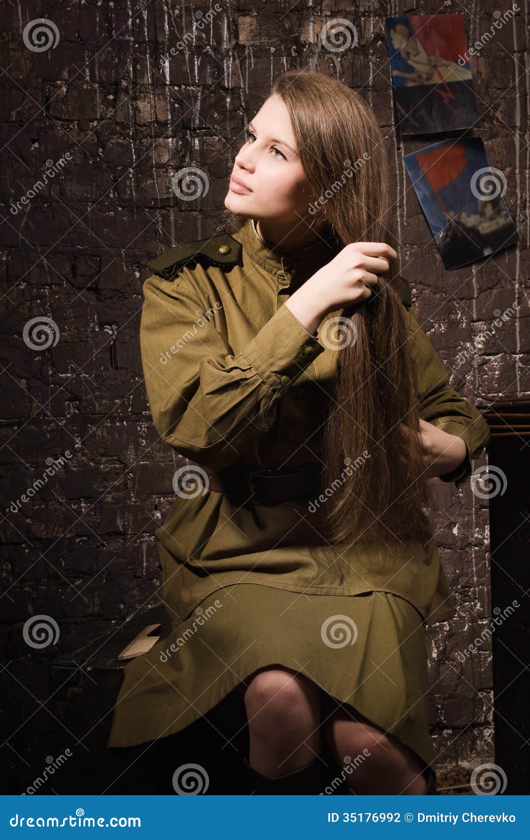 Soviet Female Soldier of World War II Combs Her Hair Stock Photo ... Soviet Female Soldier of World War II Combs Her Hair Stock Photo ...