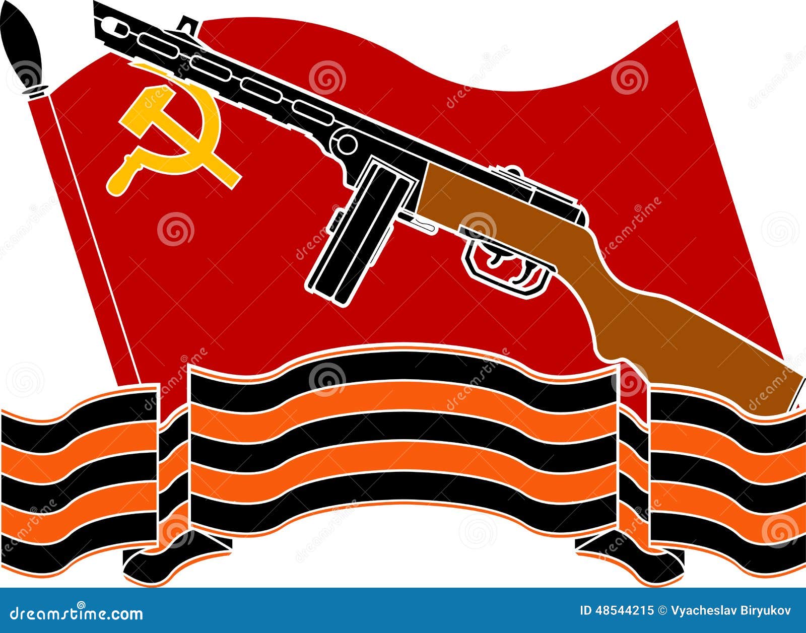Soviet Flag, Machine Gun and Georgievsky Ribbon Stock Vector ...