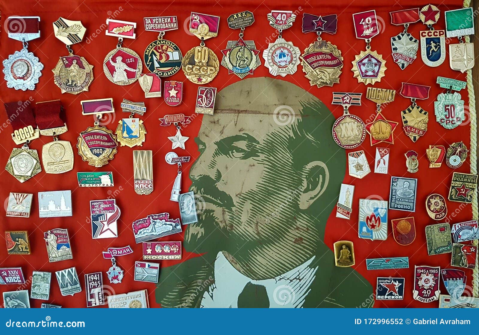 Soviet Flag and Original Medals & Badges Editorial Photography - Image ...