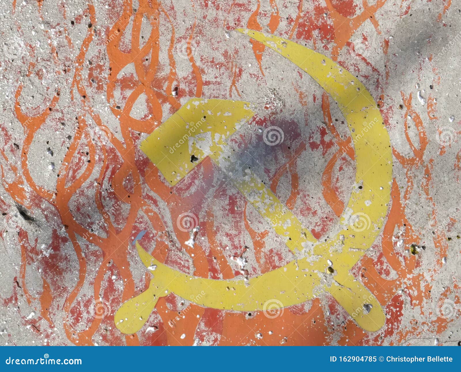Soviet Hammer and Sickle Painted on a Section of the Berlin Wall Stock ...