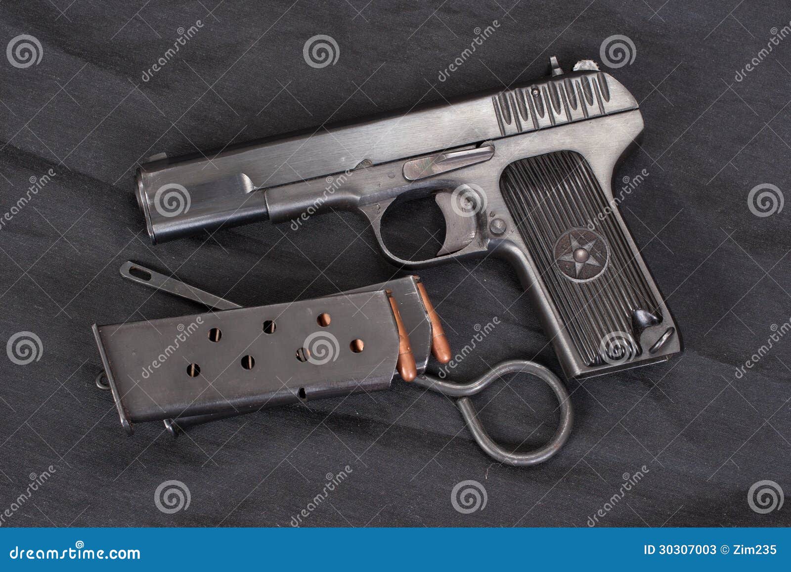 Soviet handgun on black stock image. Image of isolated - 30307003