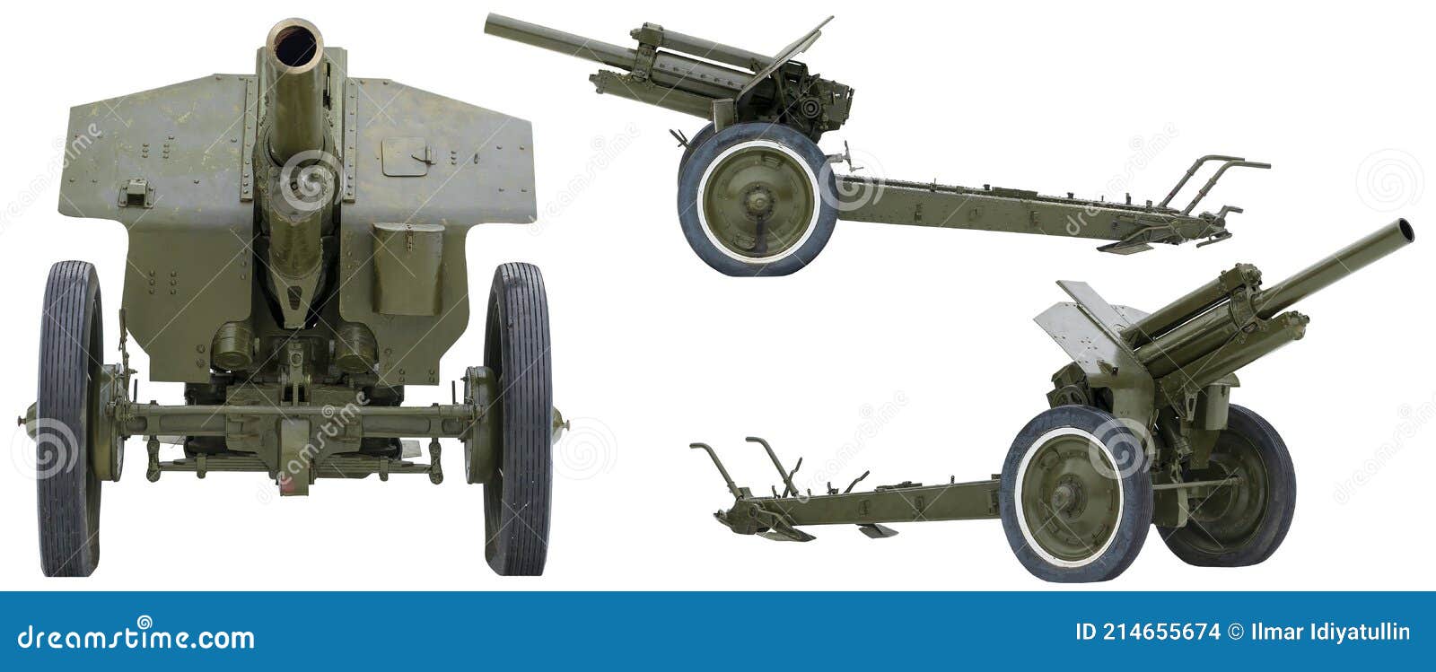 Soviet Howitzer in Three Perspectives Isolated on White Stock Photo ...