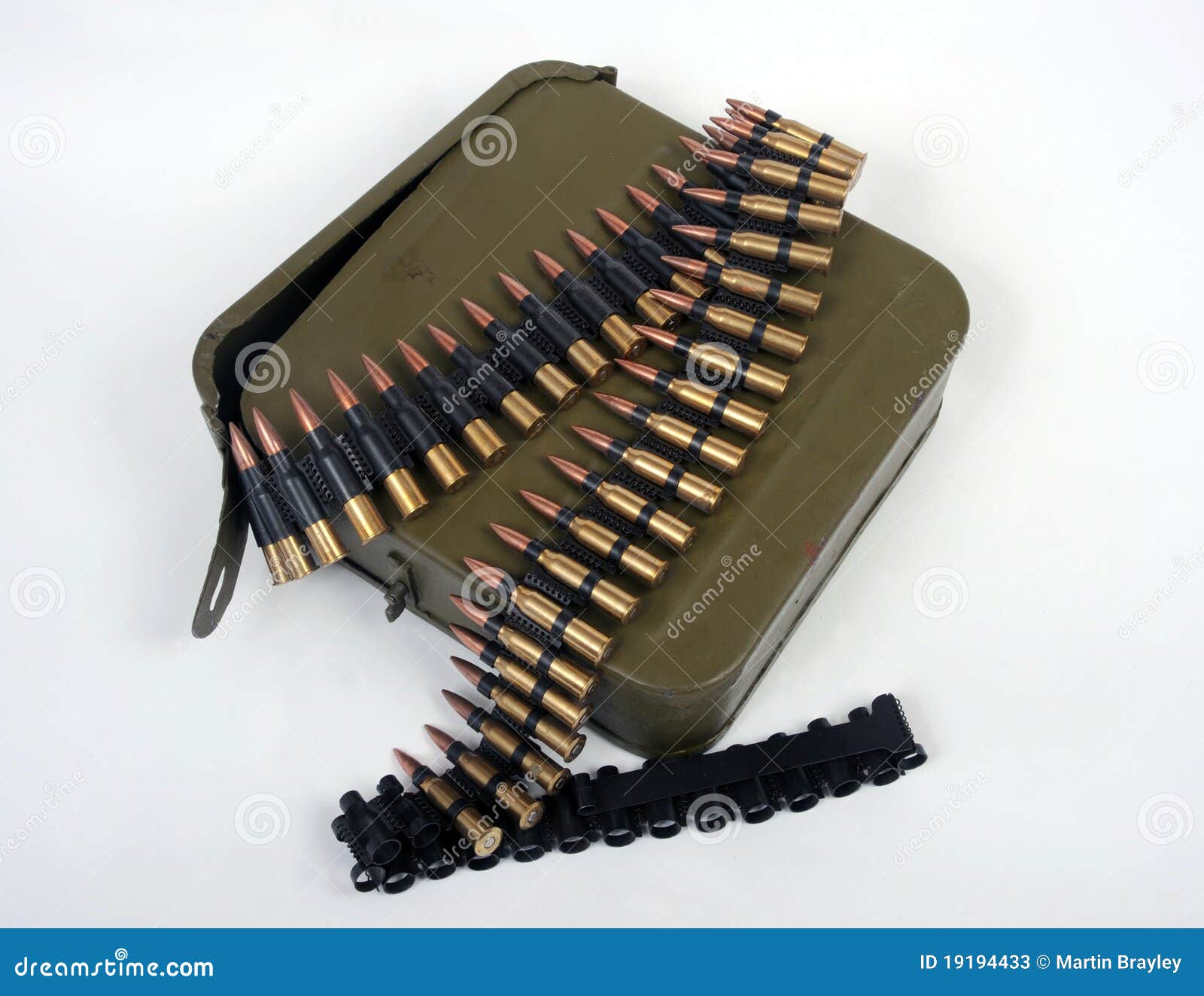 Machine Gun Ammo On A White Background, Bullet Belt, Bandoleer, Chain ...