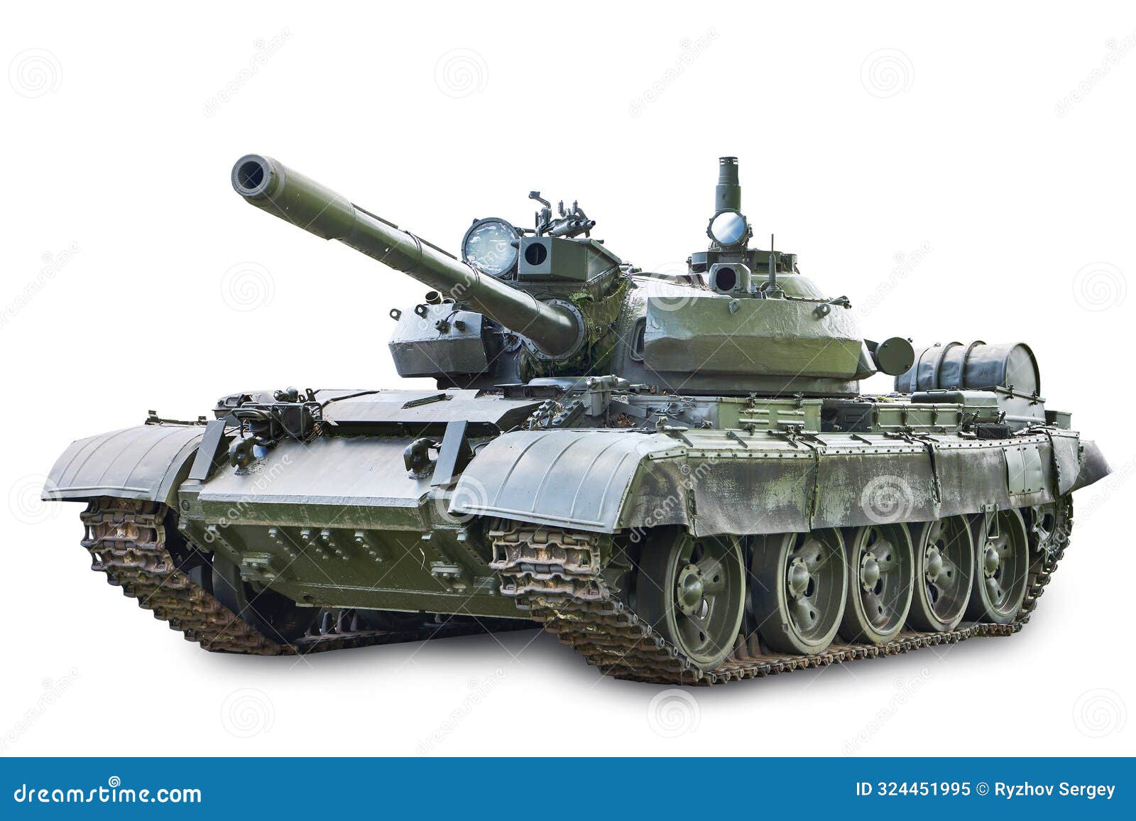 Soviet Medium Tank T-55 Isolated on White Stock Image - Image of soviet ...