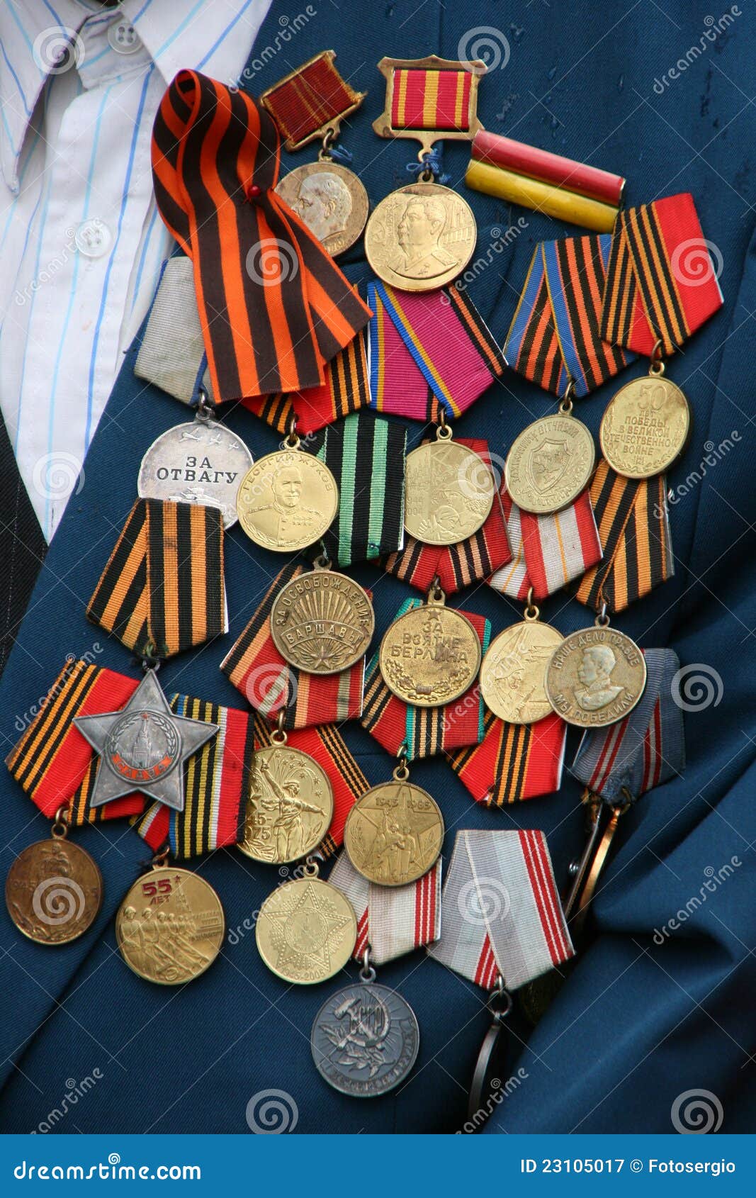 Soviet Military Awards on Veteran Chest Stock Image - Image of award ...