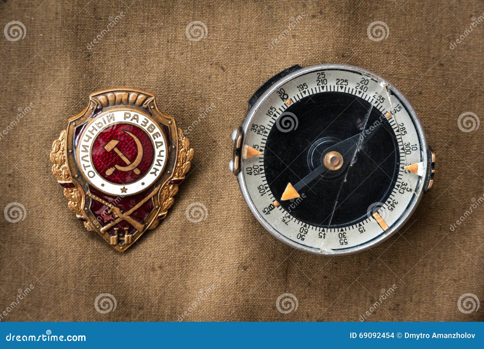 Soviet Order Badge Excellent Scout and Military Compass Stock Photo ...