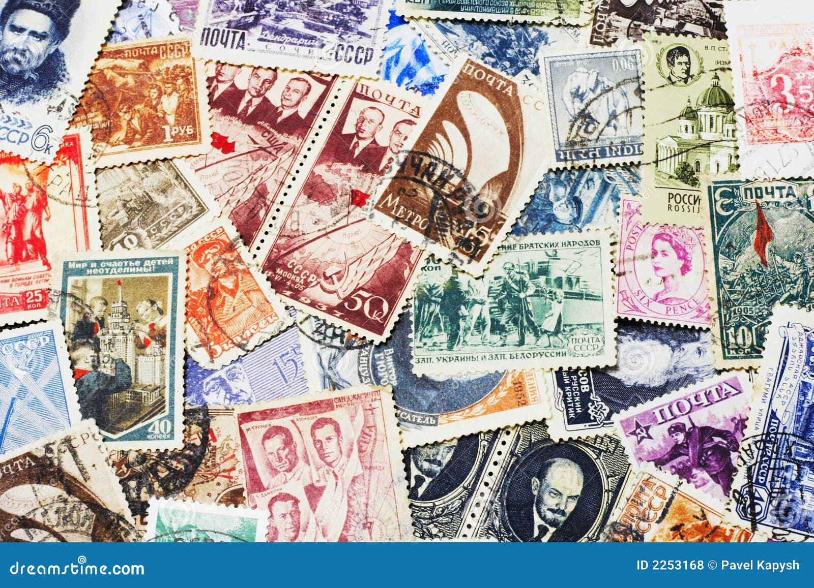 Soviet Postal Stamps stock photo. Image of colorful, green - 2253168