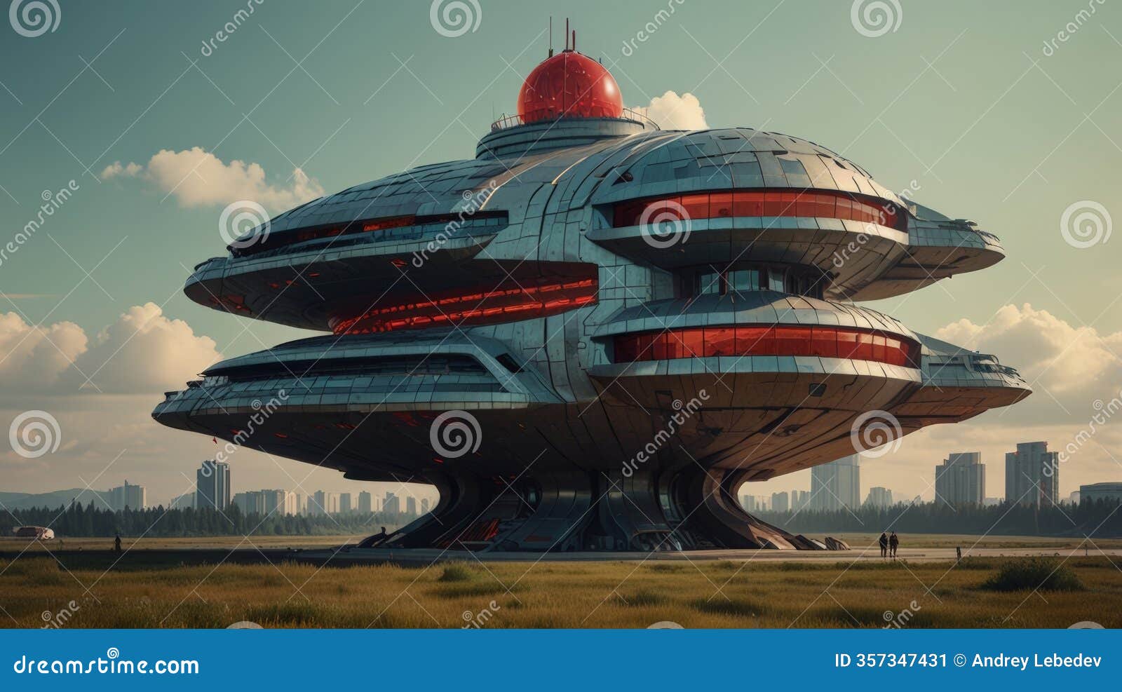 Soviet Retrofuturism Architecture Under a Sky Stock Image - Image of ...