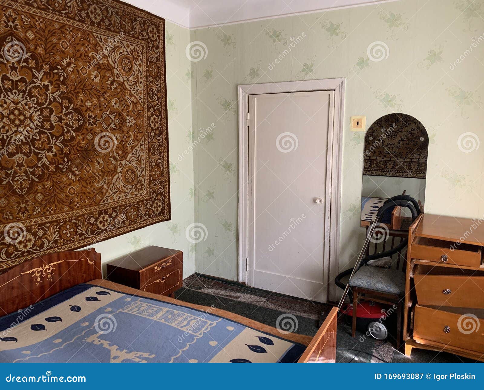 Soviet Room with Carpet on the Wall Stock Image - Image of classic ...