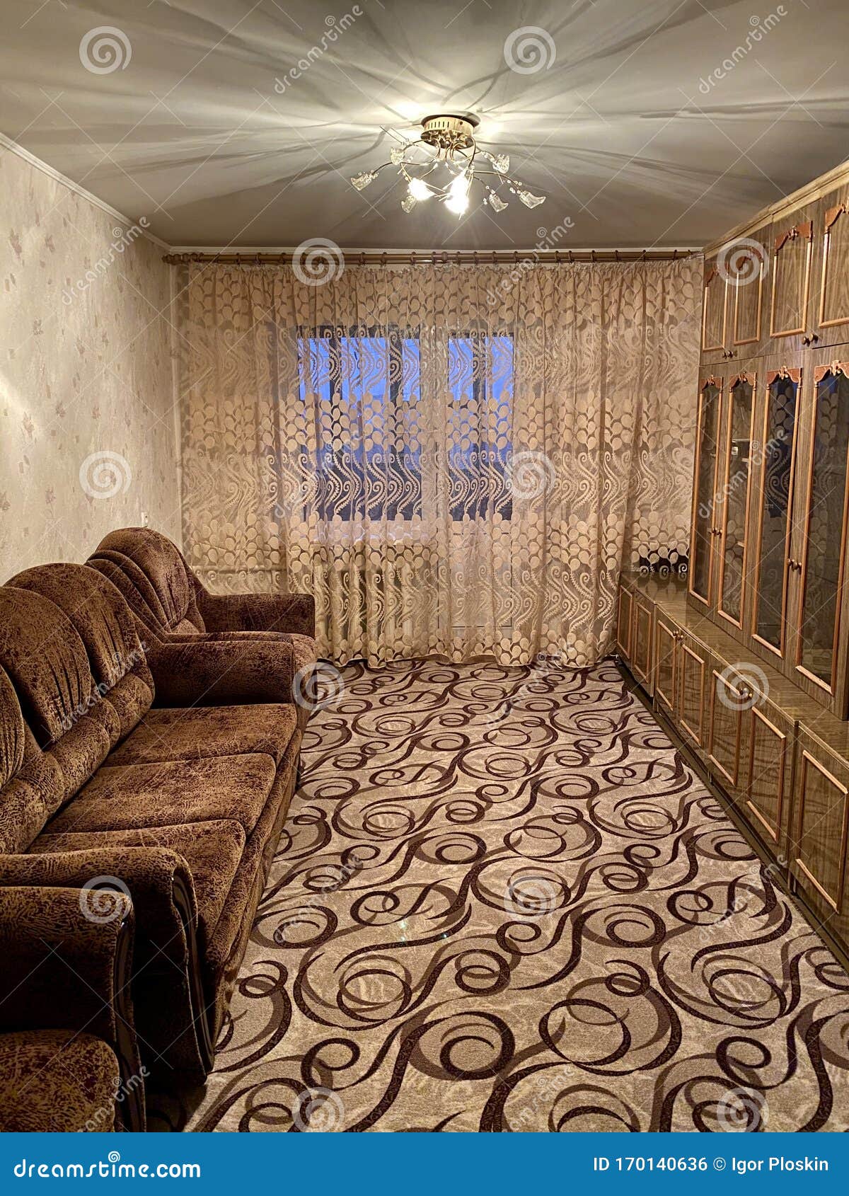 Soviet Room with Sofa and Carpet Stock Photo - Image of light ...