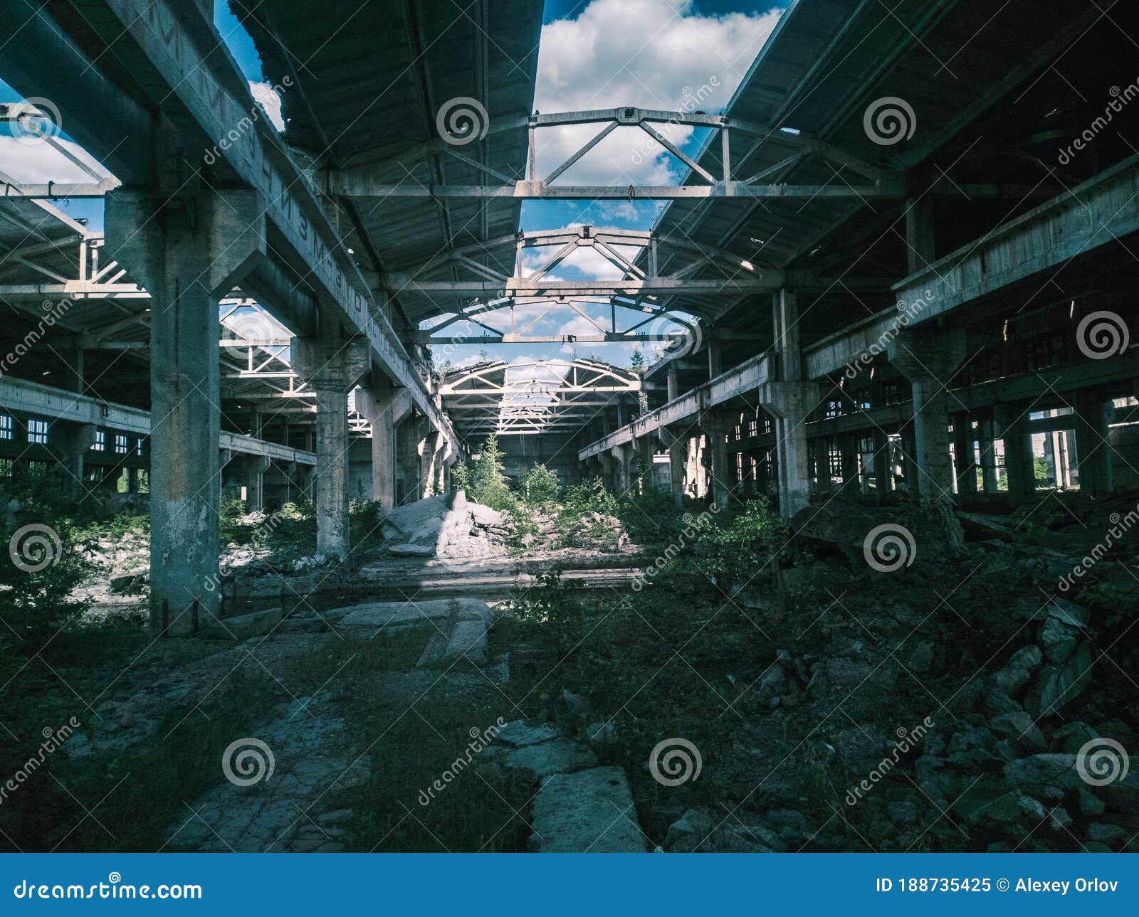 Soviet Ruins of the Plant. the Abandoned Building Was Overgrown with ...