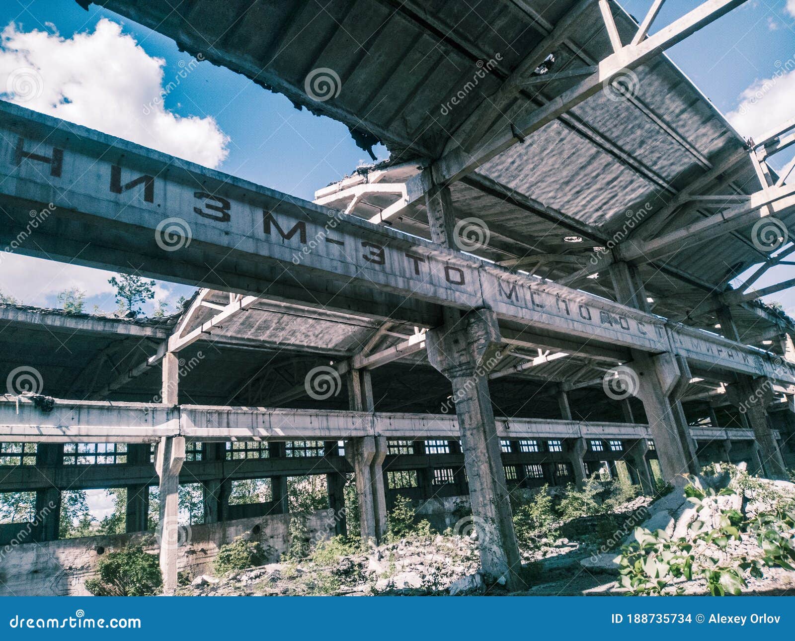 Soviet Ruins of the Plant. the Abandoned Building Was Overgrown with ...