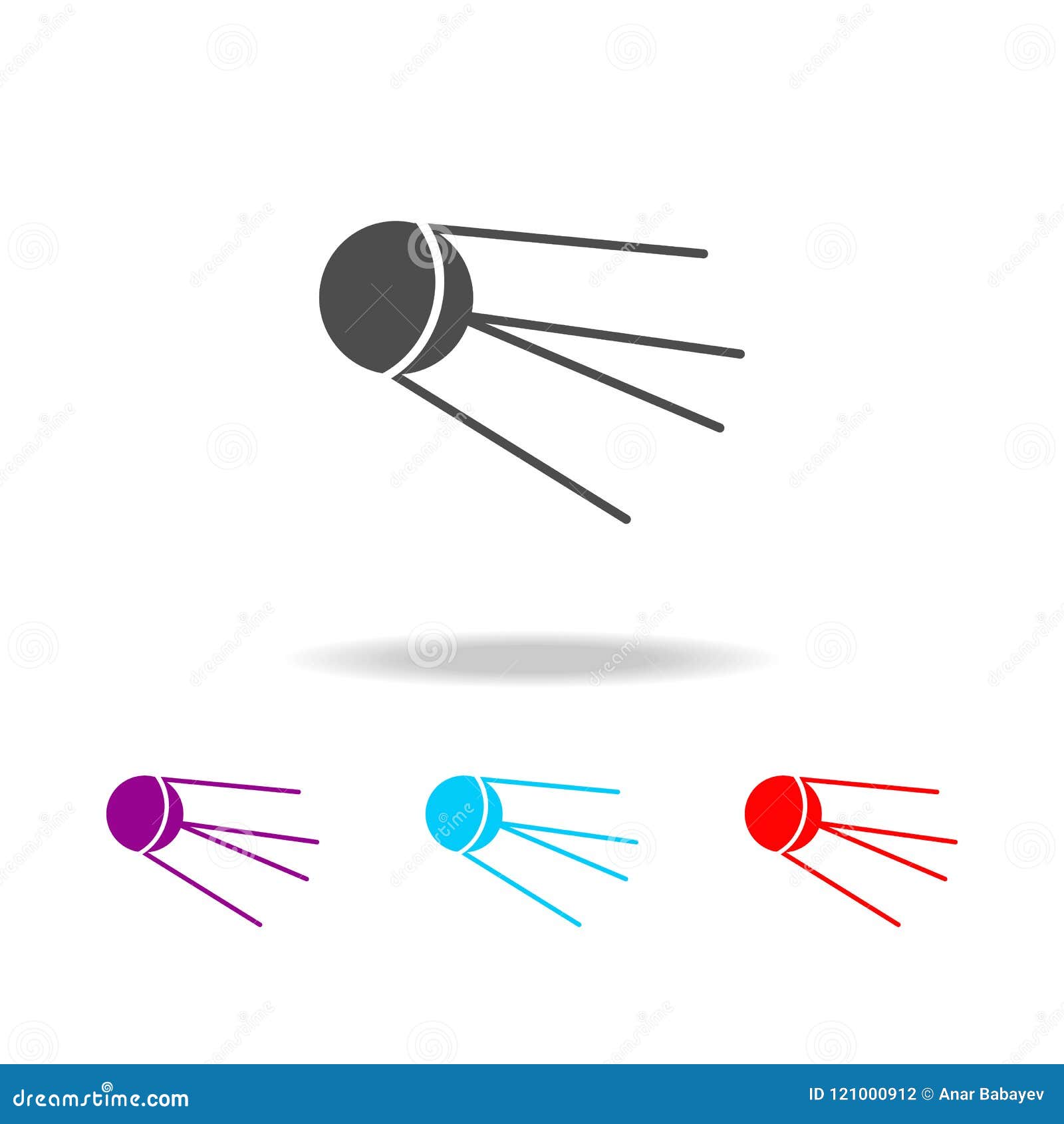 Soviet Satellite Icon. Elements of Space in Multi Colored Icons ...