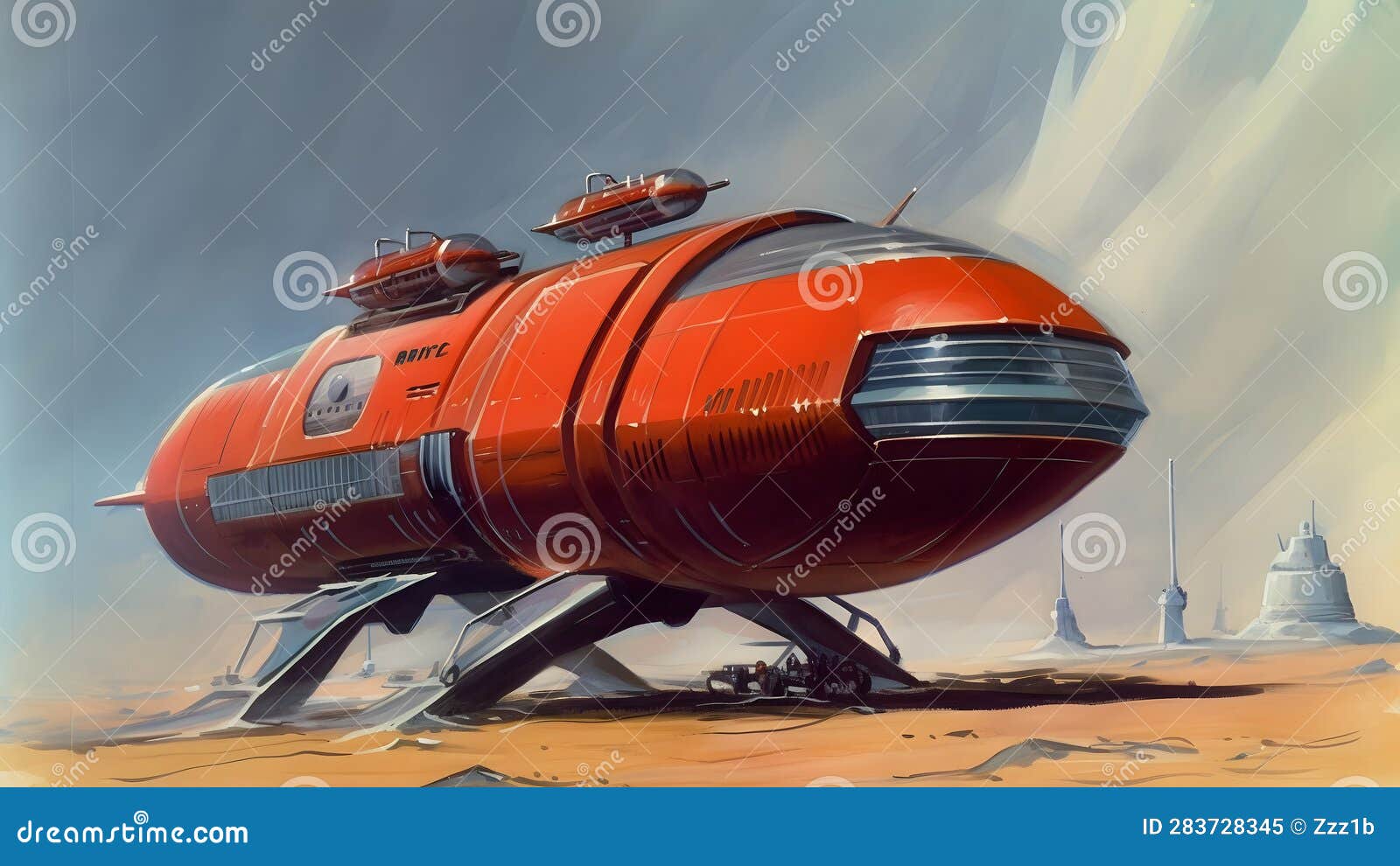 Soviet Sci-fi Futuristic Spacecraft Art, Neural Network Generated Image Stock Illustration ...
