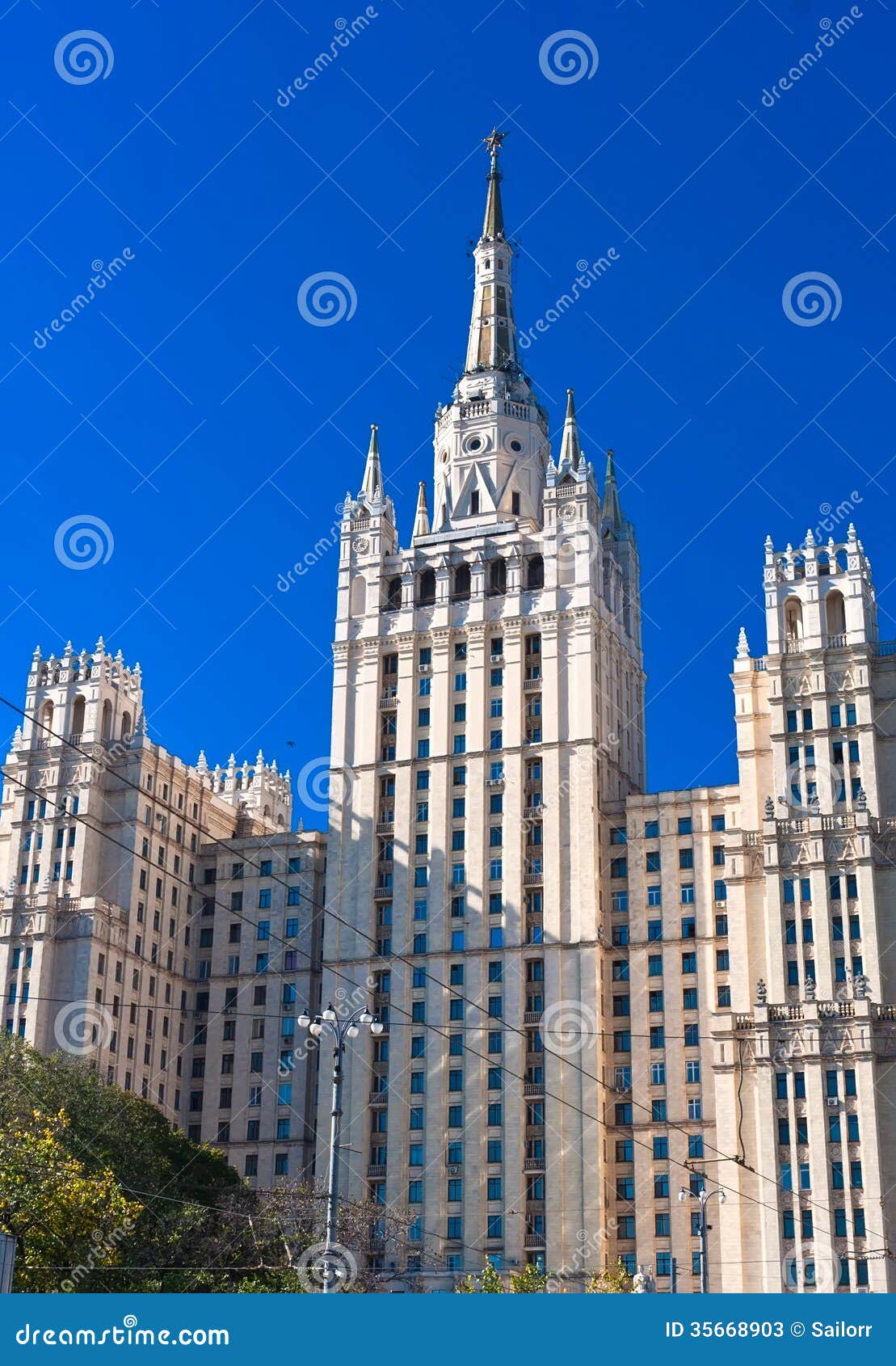 Soviet skyscraper stock image. Image of scene, urban - 35668903