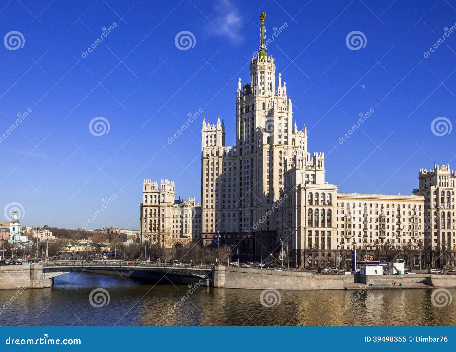 Soviet Skyscraper in Moscow, Russia Stock Image - Image of night, rise ...