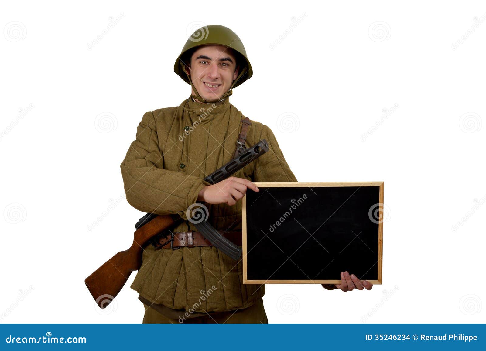 Soviet soldier shows sign stock photo. Image of military - 35246234