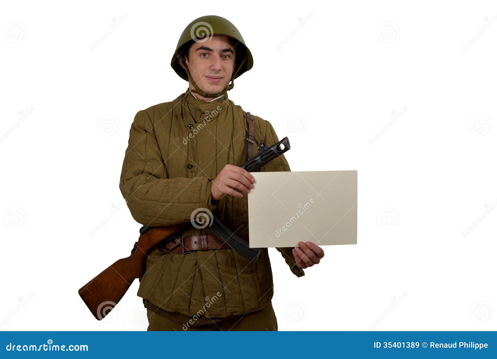 Soviet soldier shows sign stock image. Image of wwii - 35401389