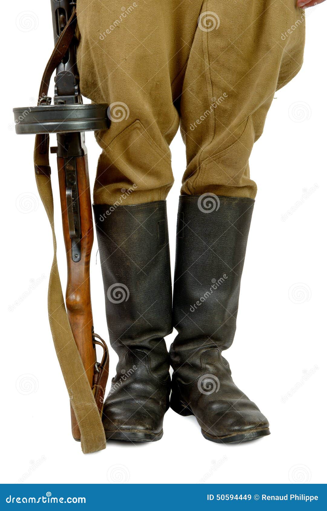 Soviet Submachine Gun at the Foot of a Soldier Stock Image - Image of ...