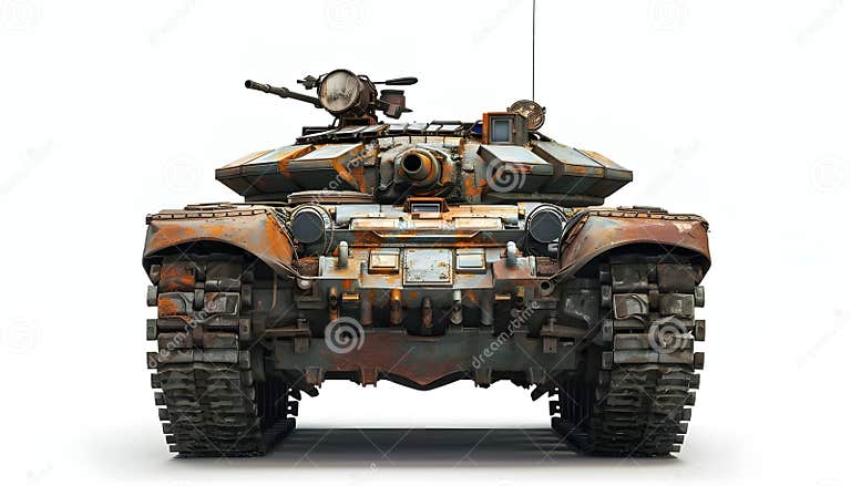 Soviet Tank, Back View on White Stock Illustration - Illustration of ...