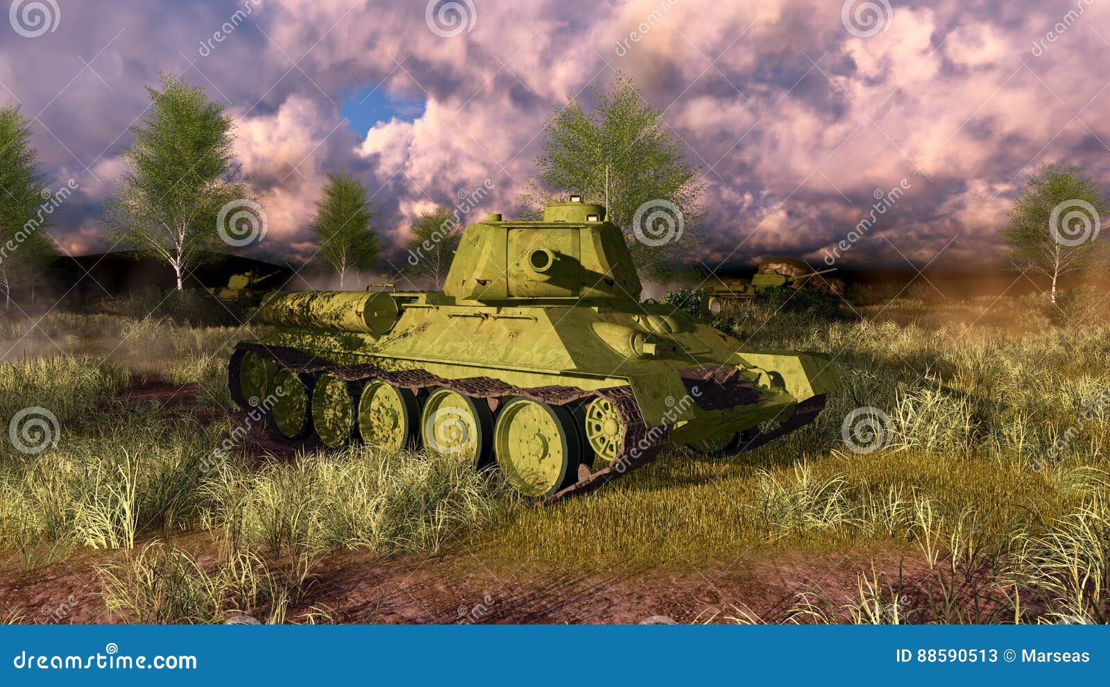 Soviet Tank T 34 Take Aim at the Camera Stock Illustration ...