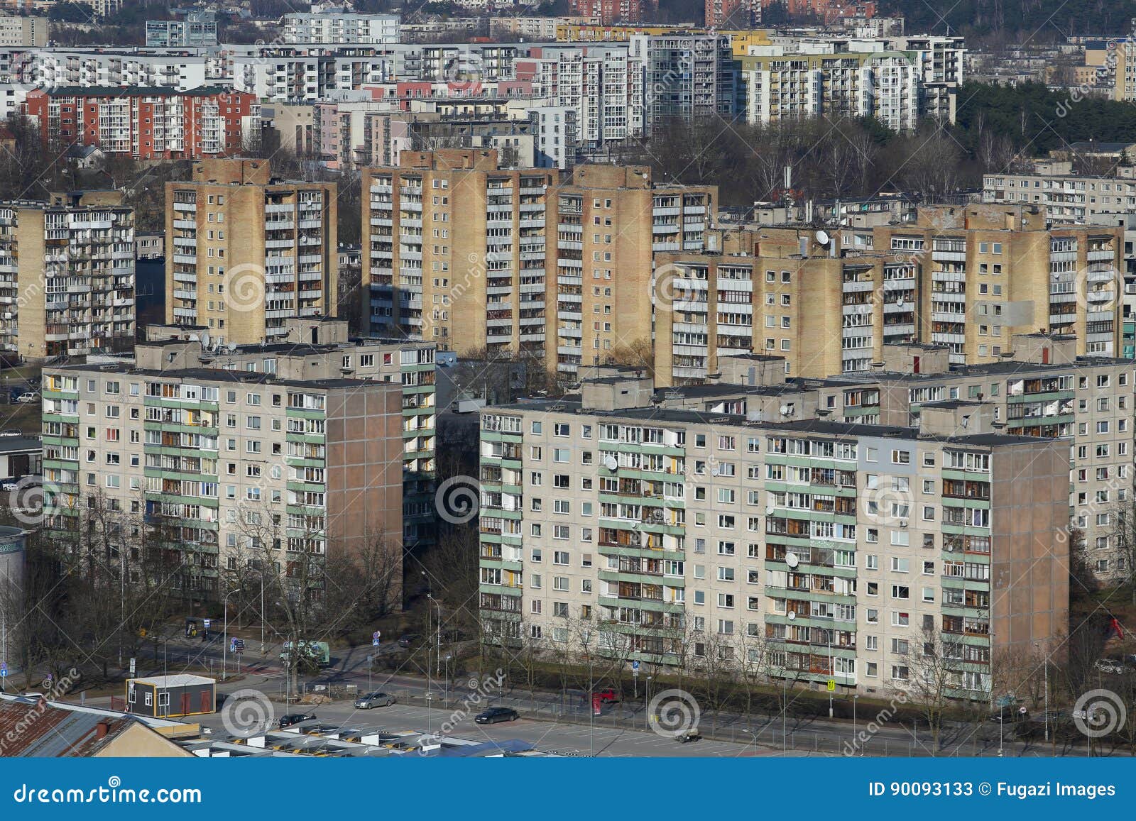 Soviet Time Old Block Houses Panorama in Vilnius, Lithuania Stock Image ...