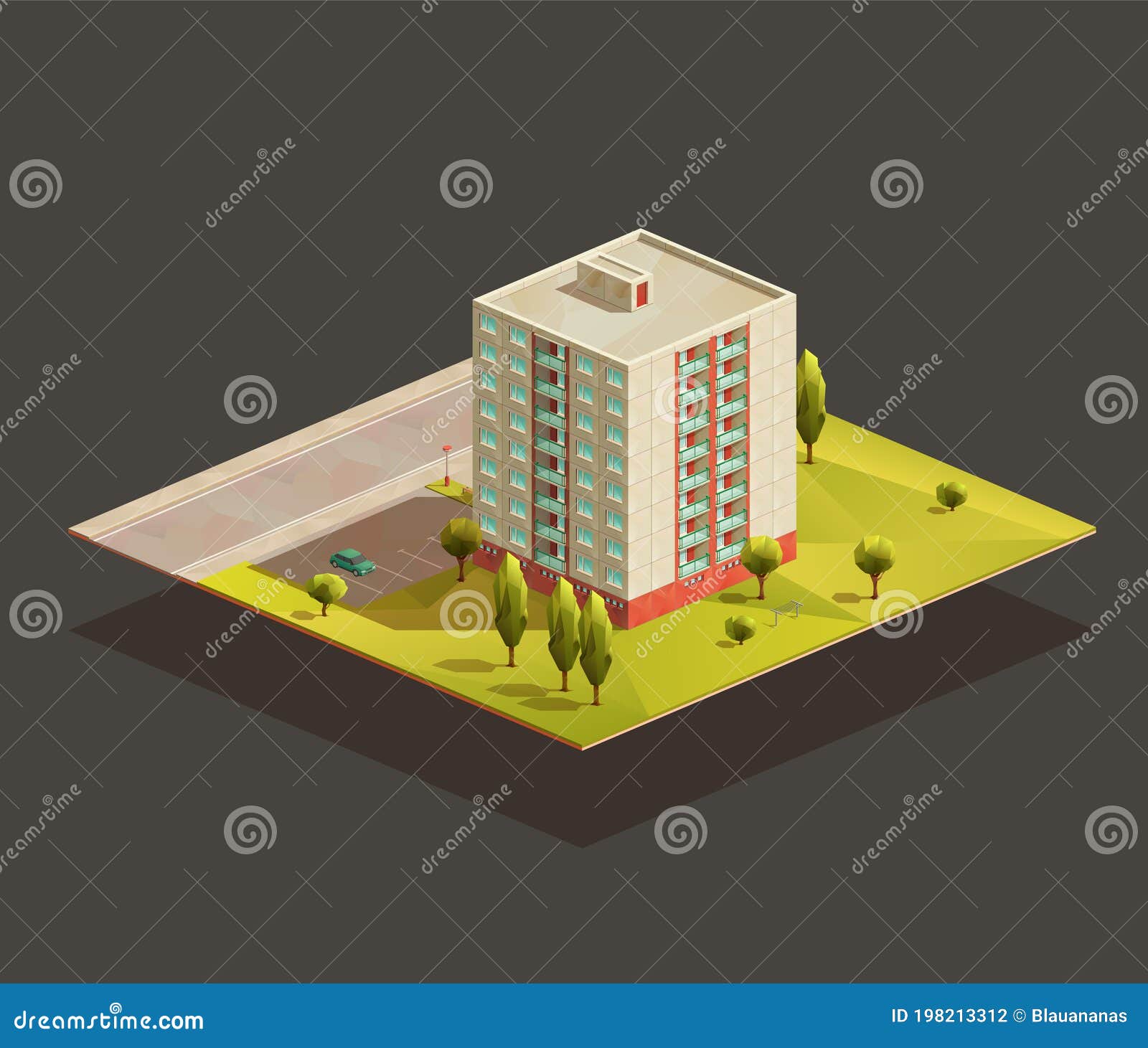 Soviet Tower Block of Flats Isometric Illustration Stock Vector ...