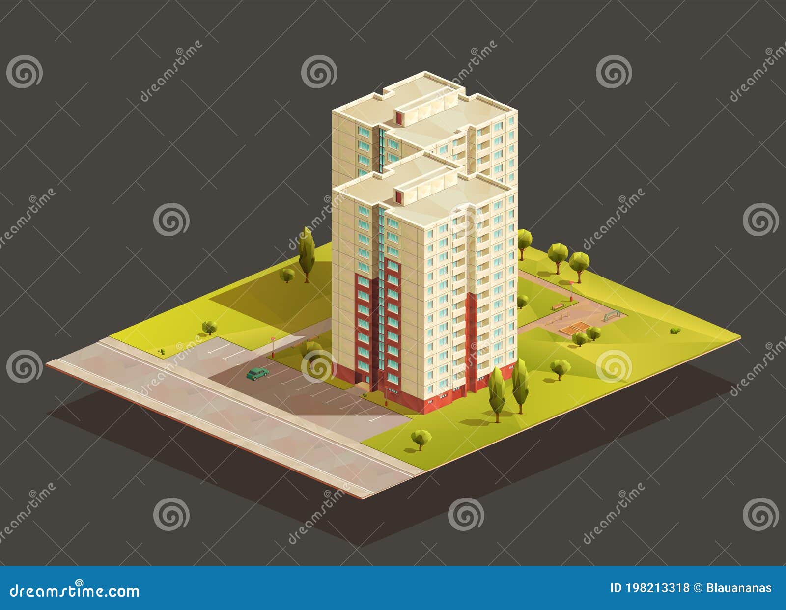 Soviet Tower Twins Block of Flats Isometric Illustration Stock Vector ...