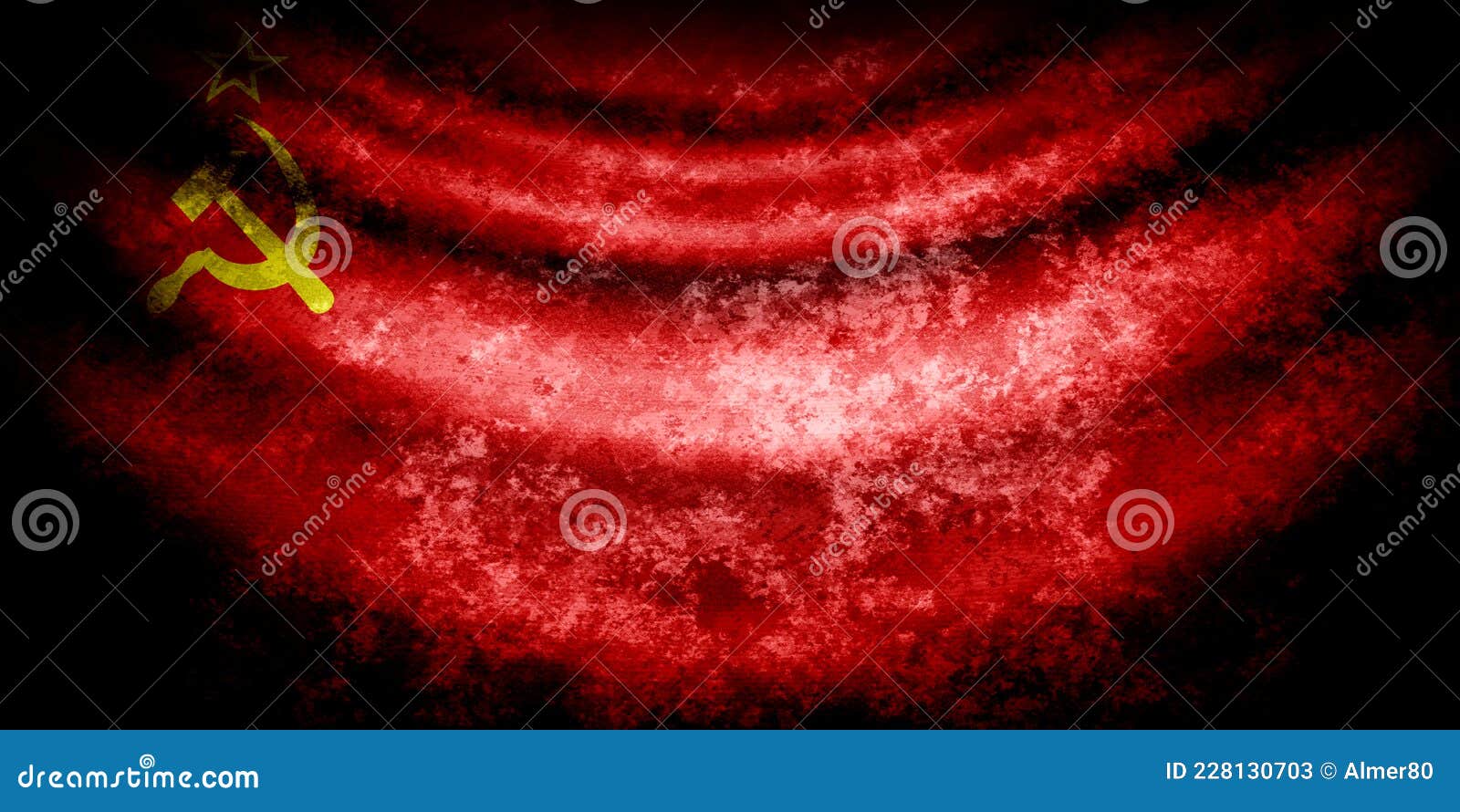 Soviet Union Wavy Flag in Grunge Style with Darkened Edges. Aged ...