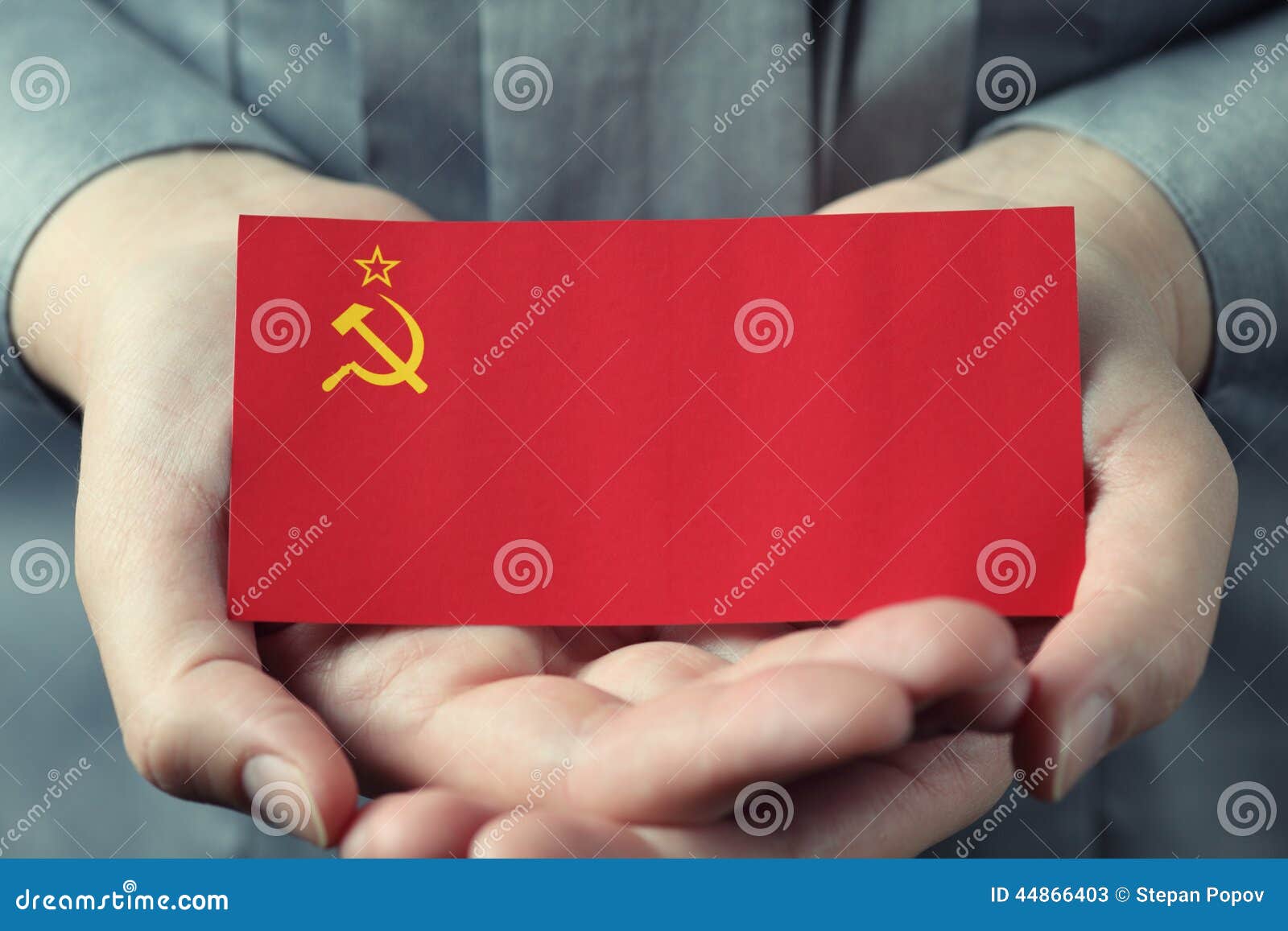 Soviet Union flag in palms stock image. Image of symbol - 44866403