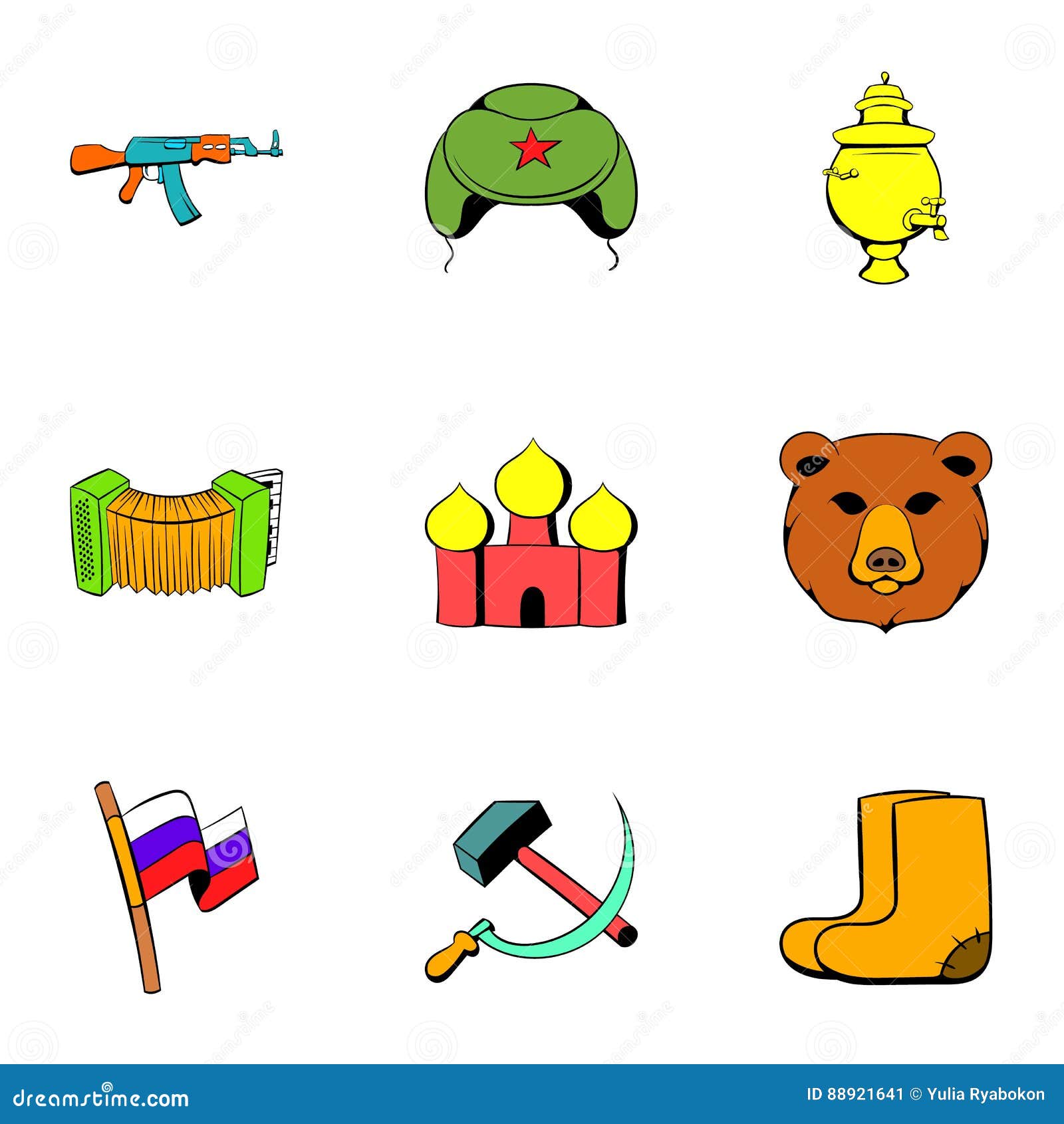 Soviet Union Icons Set, Cartoon Style Stock Vector - Illustration of ...