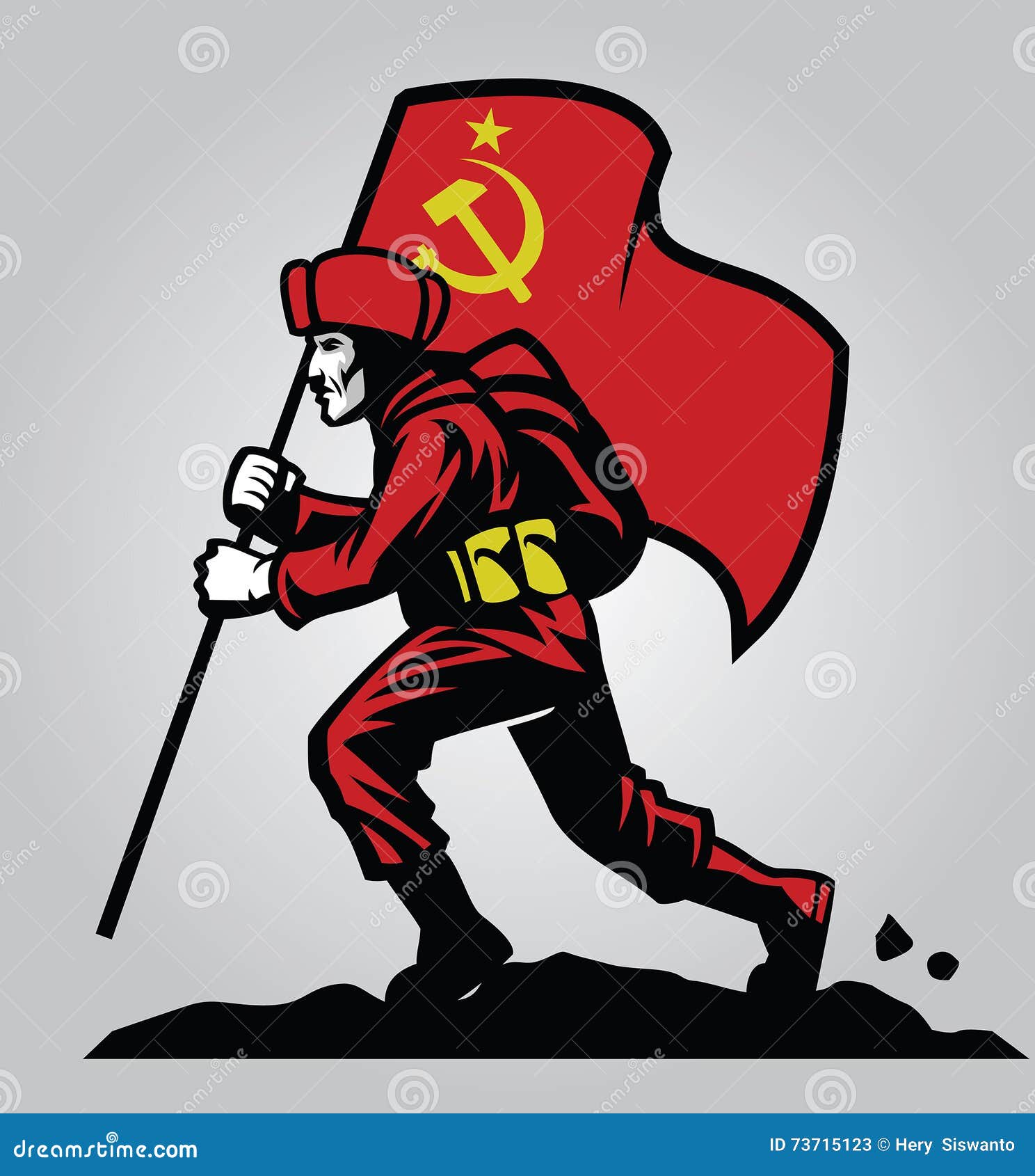 Soviet Union Soldier Carrying the Flag Stock Vector - Illustration of ...
