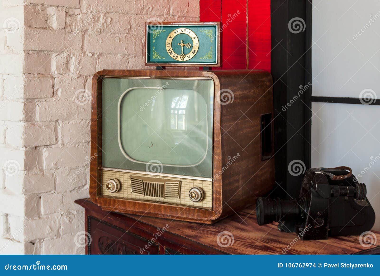 Soviet union vintage TV stock photo. Image of monitor - 106762974