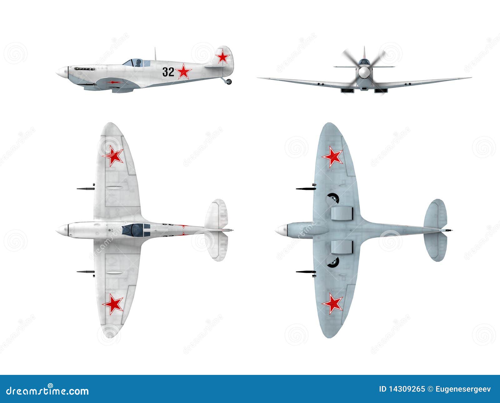 Soviet Winter Version Of English Spitfire Fighter Royalty Free Stock ...