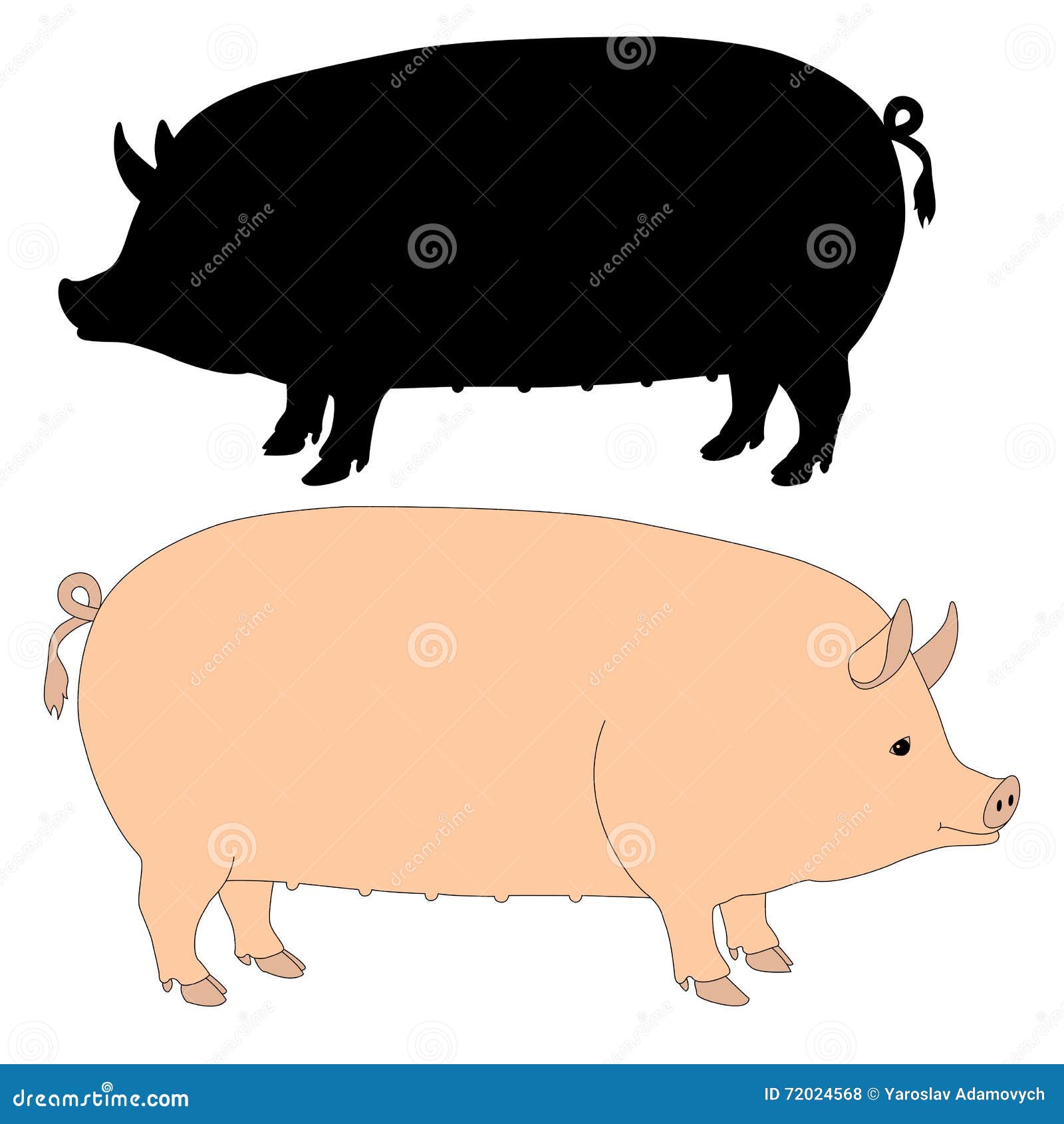 Sow Pig Pink Silhouette Black Stock Vector - Illustration of ranch ...