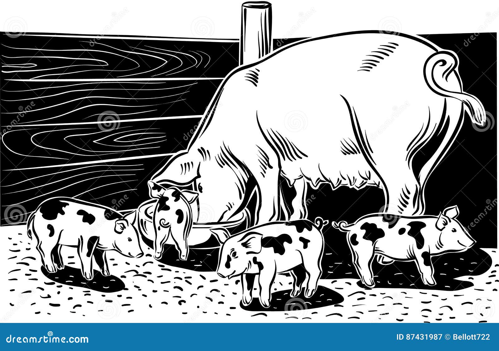 Sow with piglet stock illustration. Illustration of cartoon - 87431987
