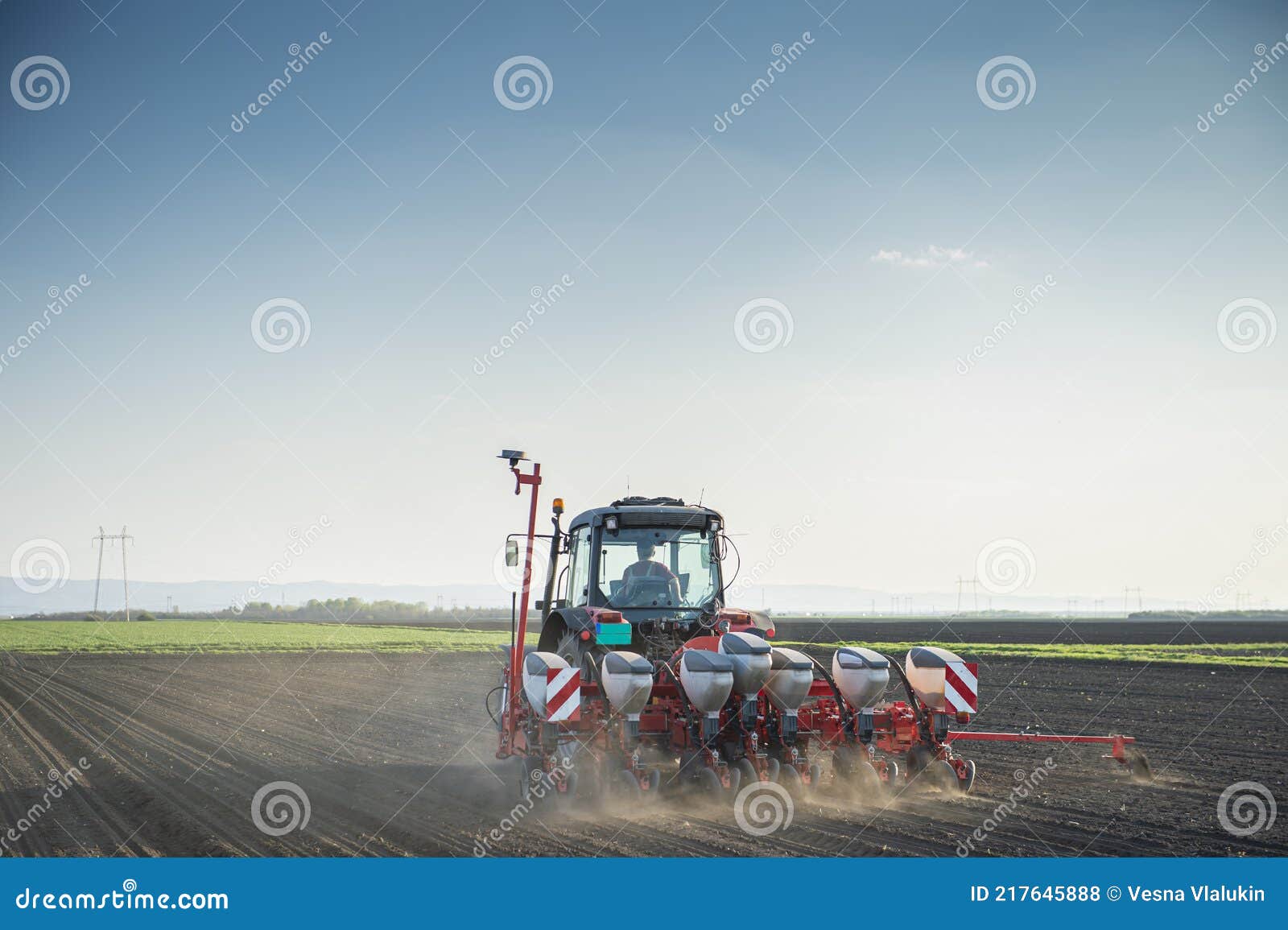 Sowing Crops at Agricultural Fields in Spring Stock Photo - Image of ...