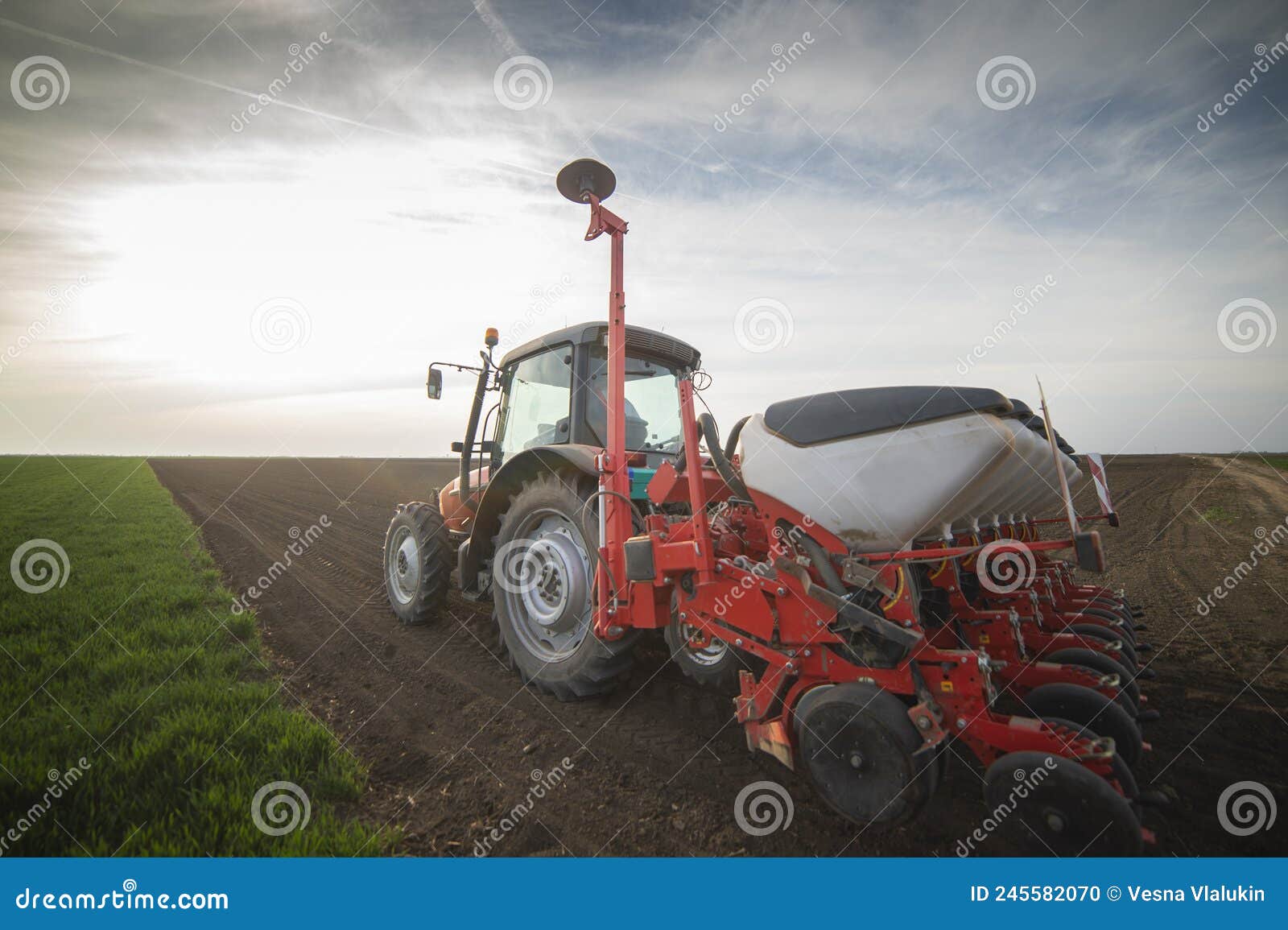 Sowing Crops at Agricultural Fields in Spring Stock Photo - Image of ...