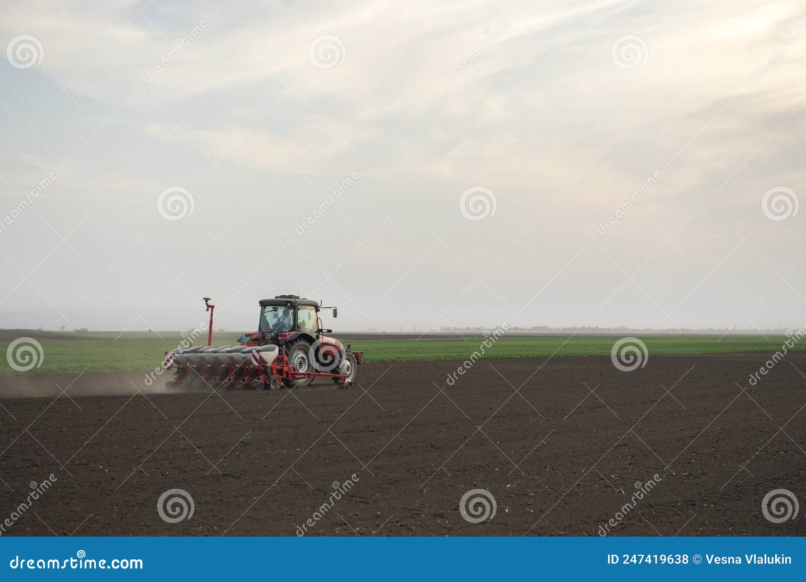 Sowing Crops at Agricultural Fields in Spring Stock Photo - Image of ...